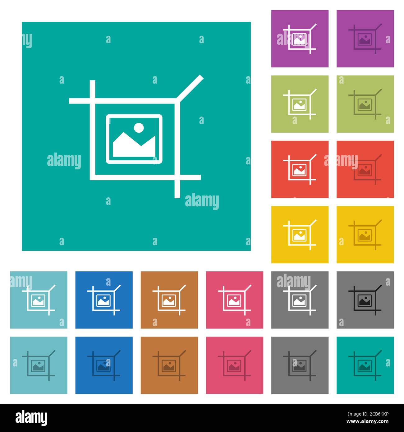 Crop picture multi colored flat icons on plain square backgrounds ...