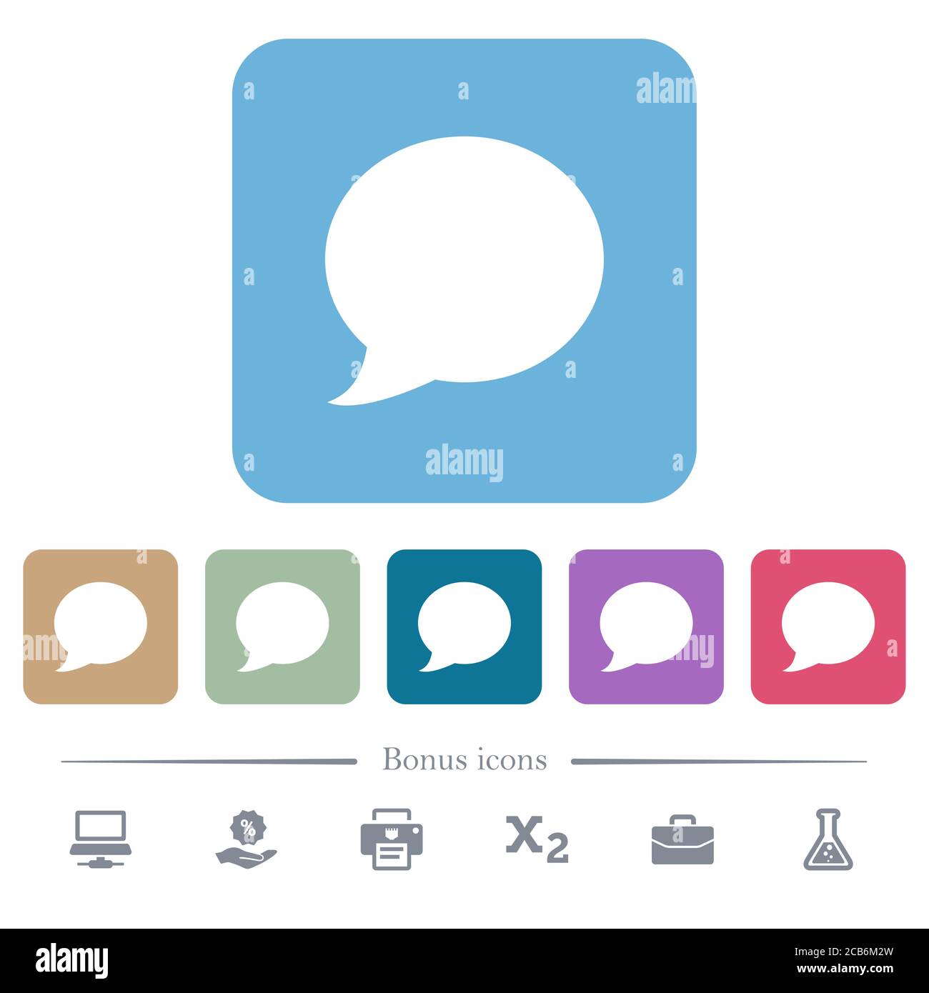 Blog comment bubble white flat icons on color rounded square ...
