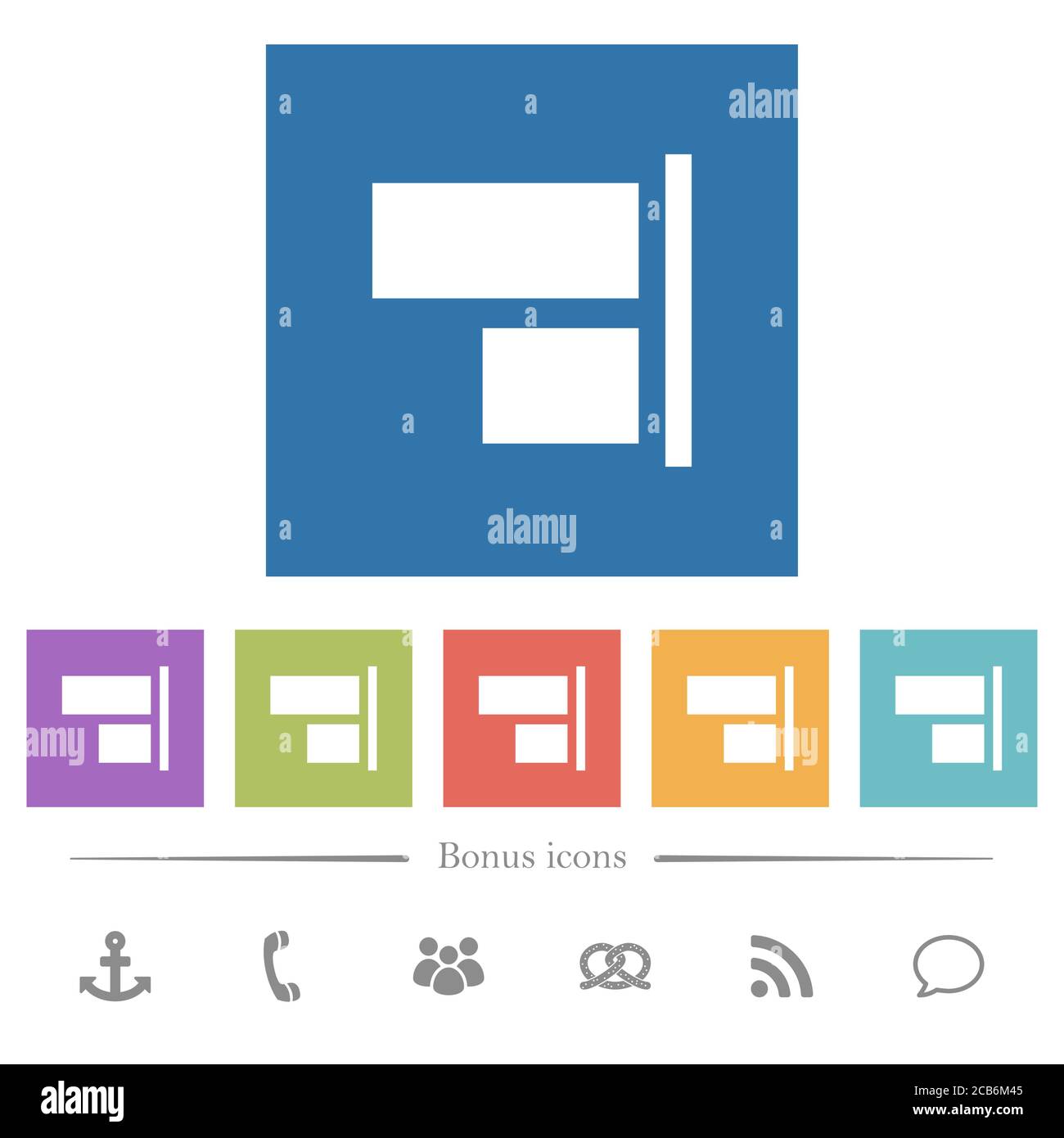 Align to right flat white icons in square backgrounds. 6 bonus icons ...