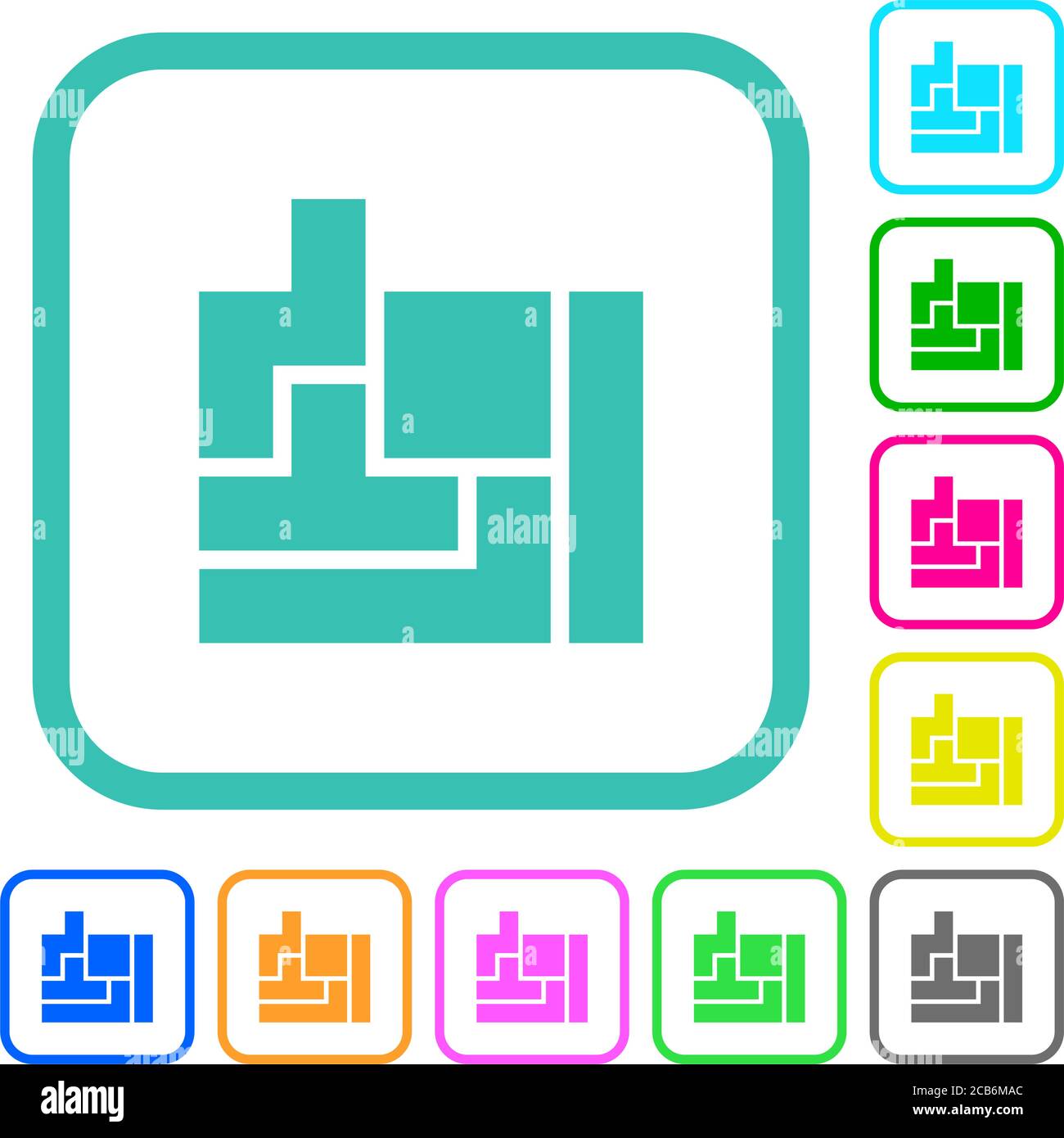 Tetris game vivid colored flat icons in curved borders on white ...