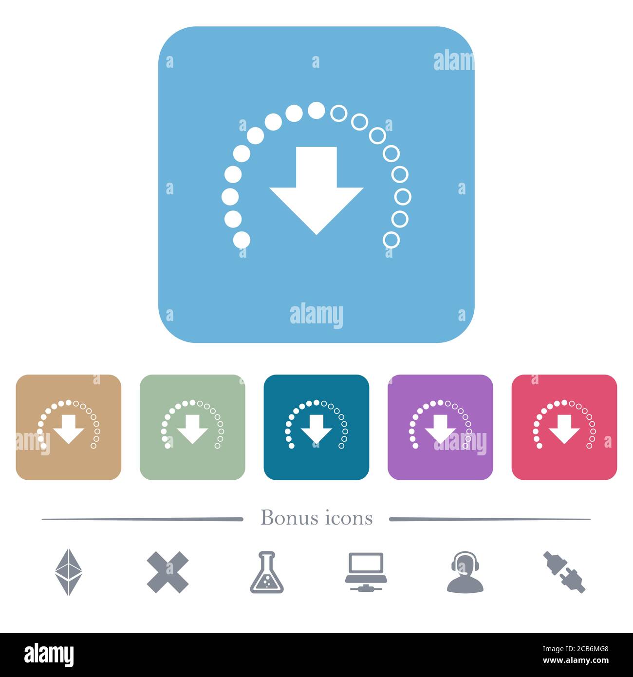 Download in progress white flat icons on color rounded square ...