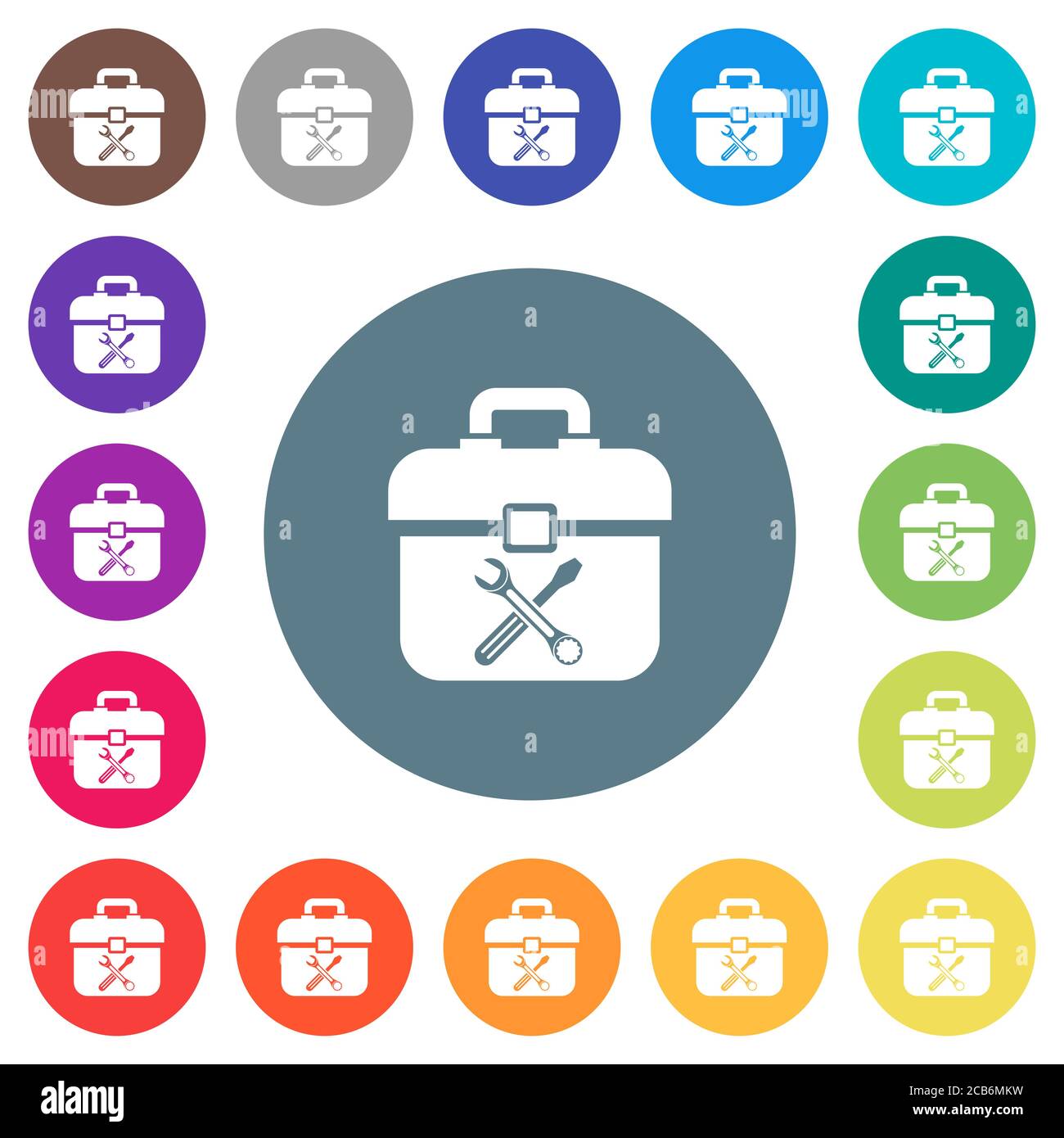 Toolbox flat white icons on round color backgrounds. 17 background ...