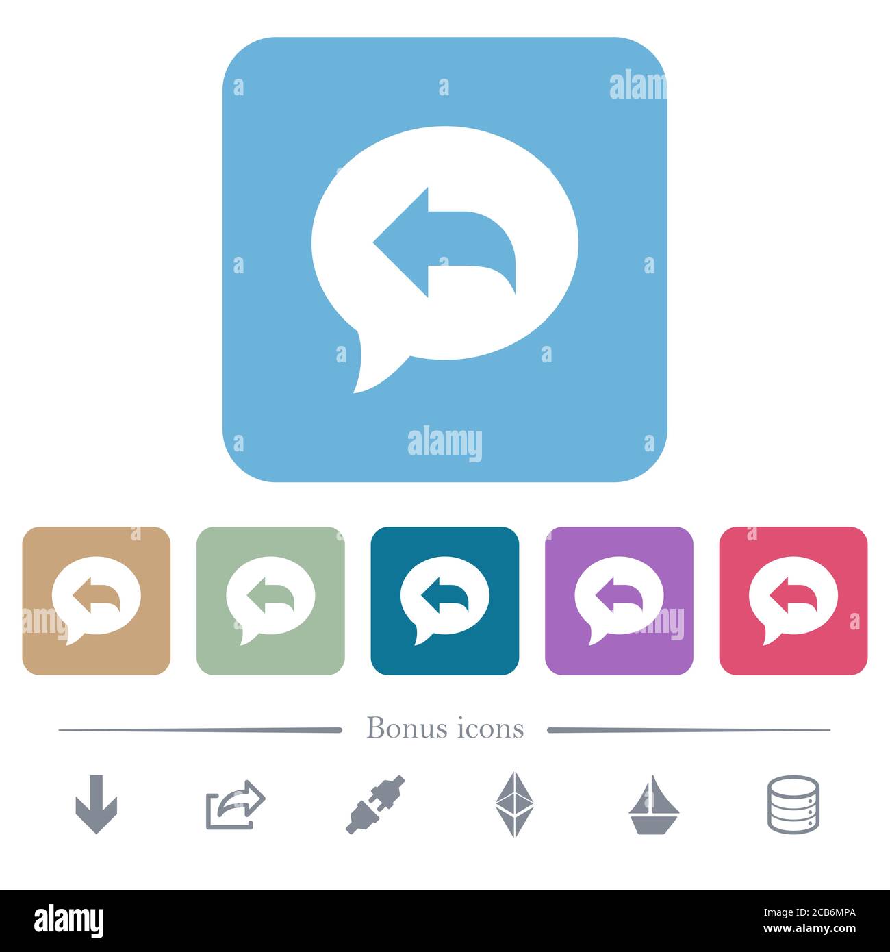 Reply message white flat icons on color rounded square backgrounds. 6 bonus icons included Stock ...