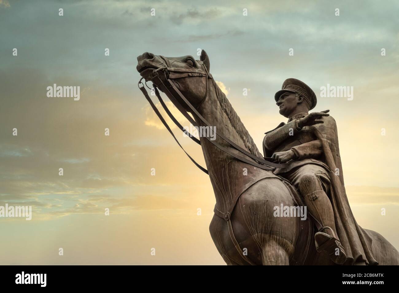 Bronze memorial statue of Mustafa Kemal Ataturk on his horse, the ...