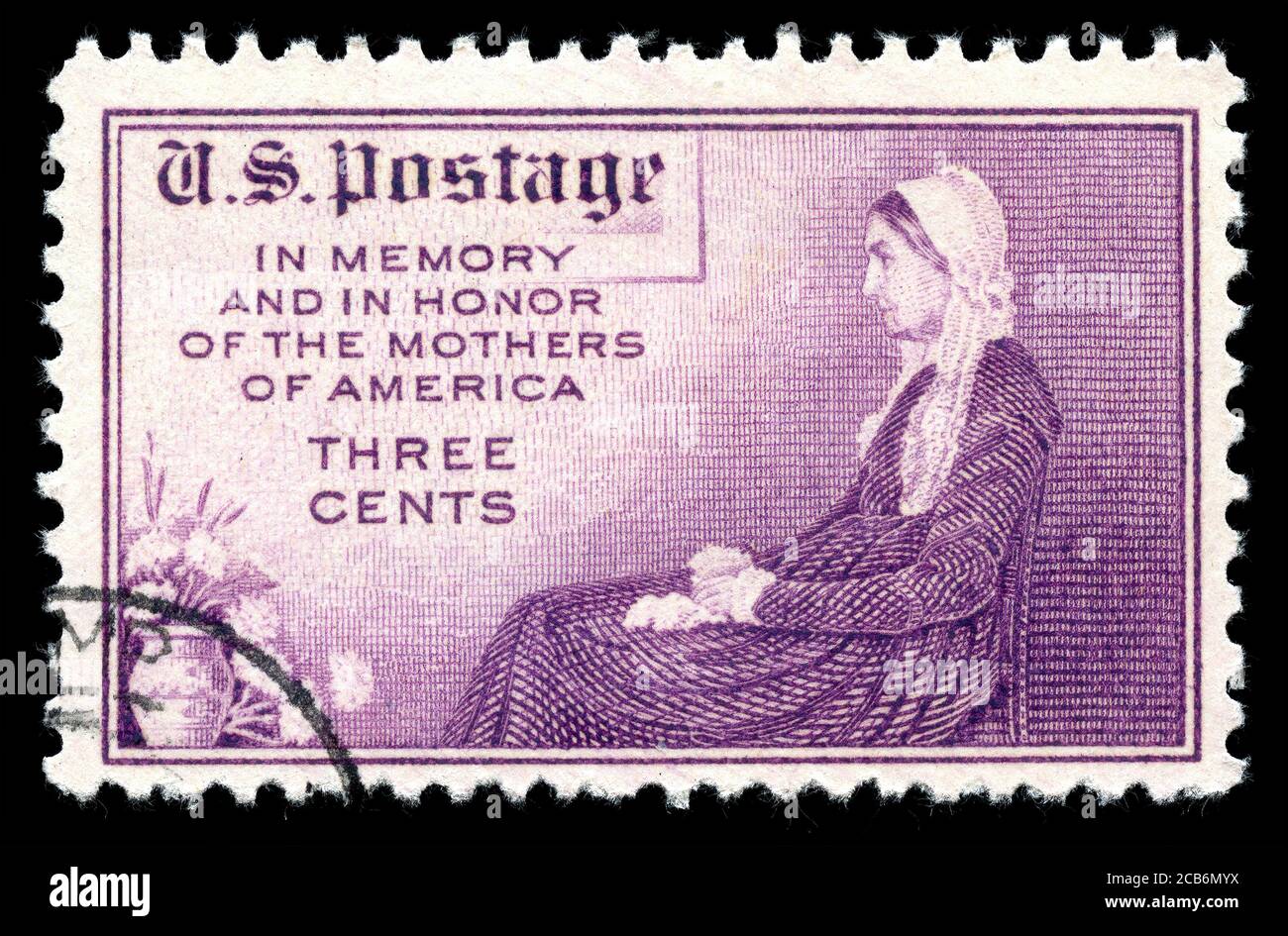 London, UK, February 19 2018 - Vintage 1934 USA cancelled postage stamp showing in memory and in ...