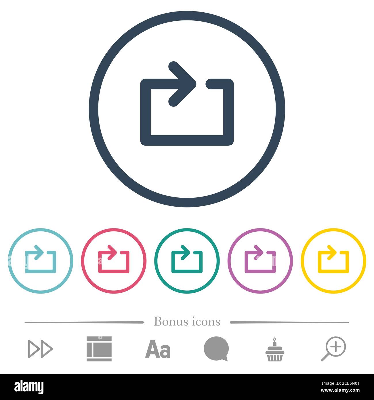 Media loop flat color icons in round outlines. 6 bonus icons included ...