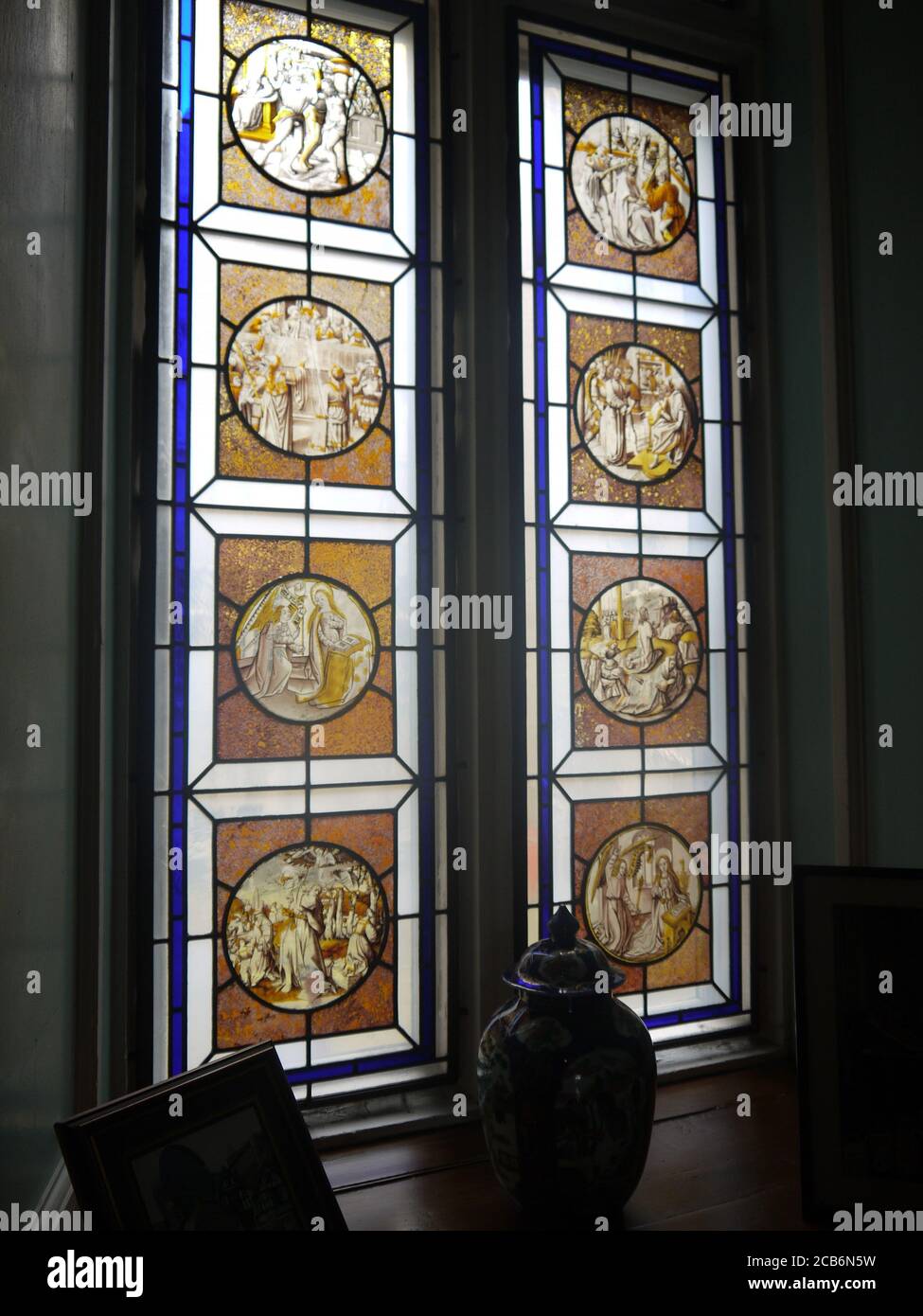 Detailed Stained Glass Window in Longleat Manor Stock Photo - Alamy