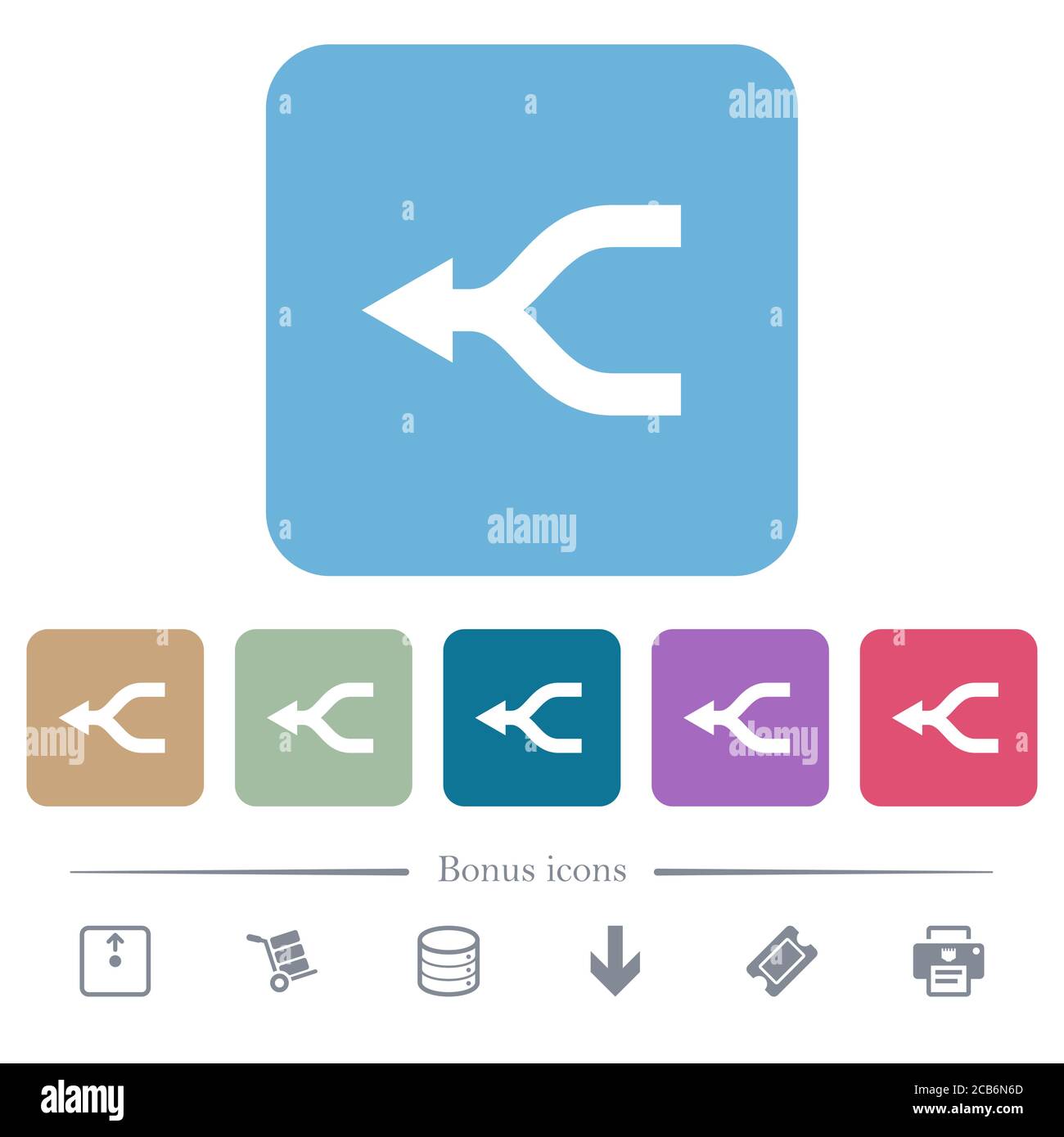 Merge Arrows Left White Flat Icons On Color Rounded Square Backgrounds 6 Bonus Icons Included