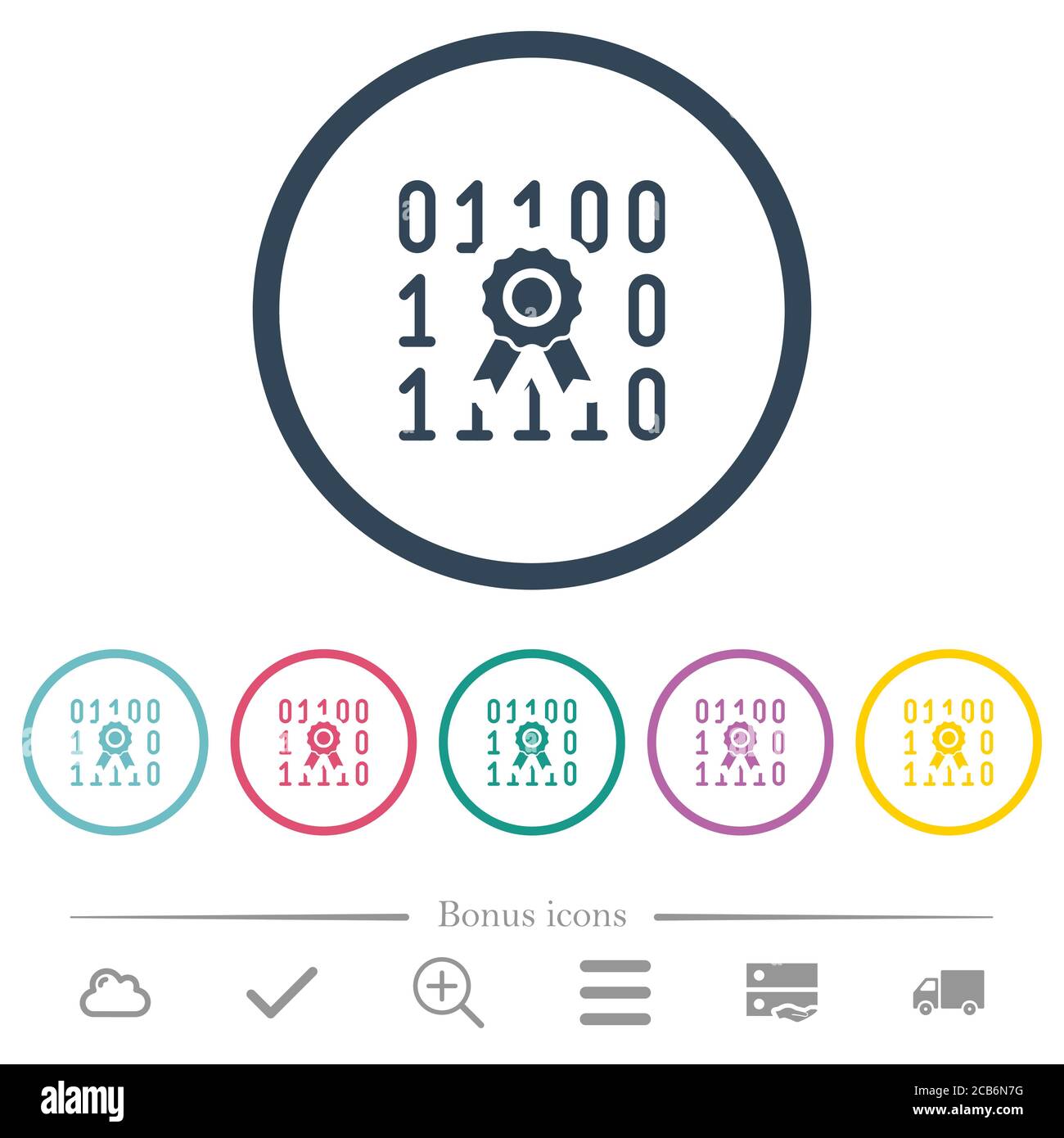 Digital certificate flat color icons in round outlines. 6 bonus icons ...
