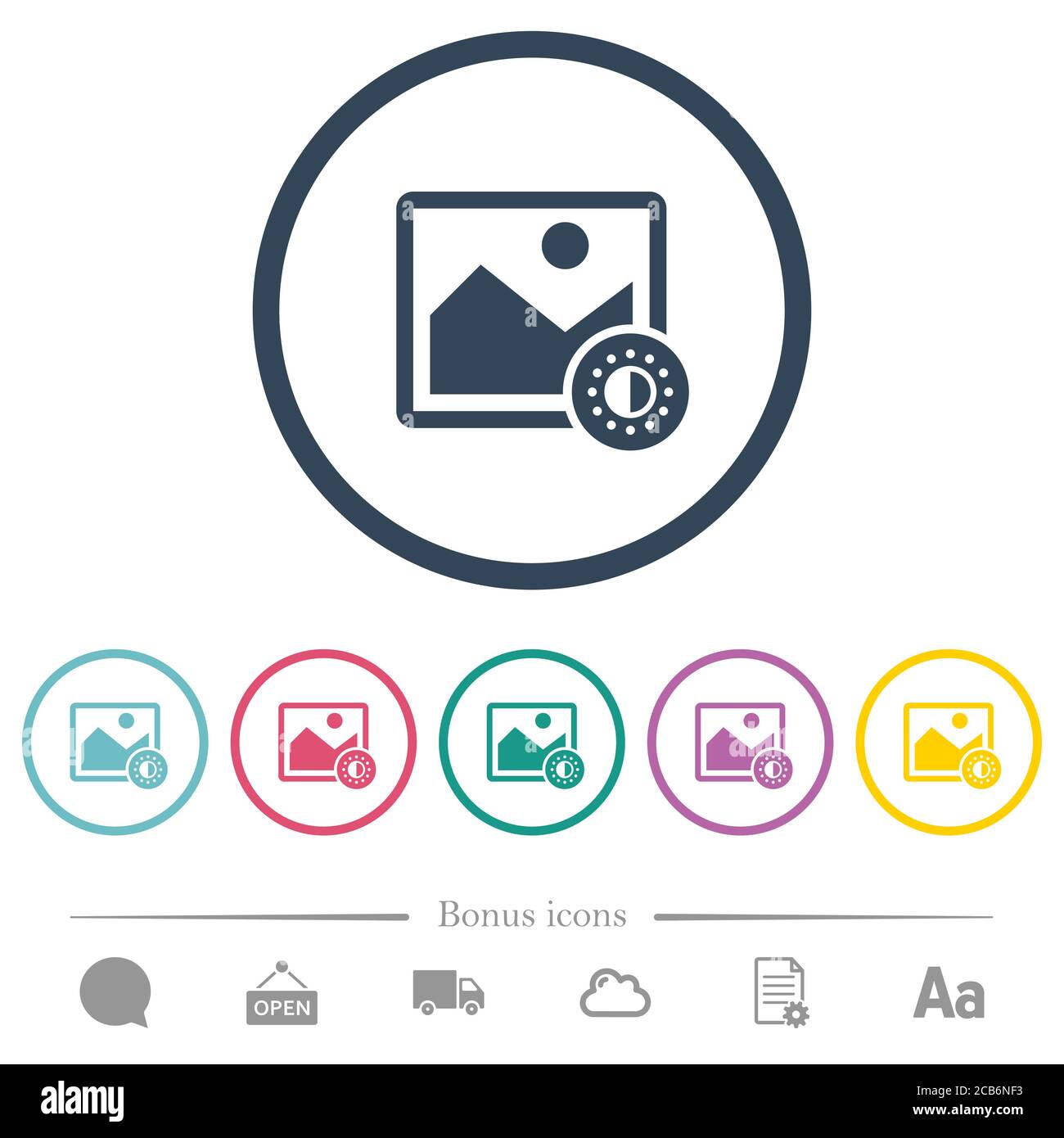 Adjust image saturation flat color icons in round outlines. 6 bonus ...