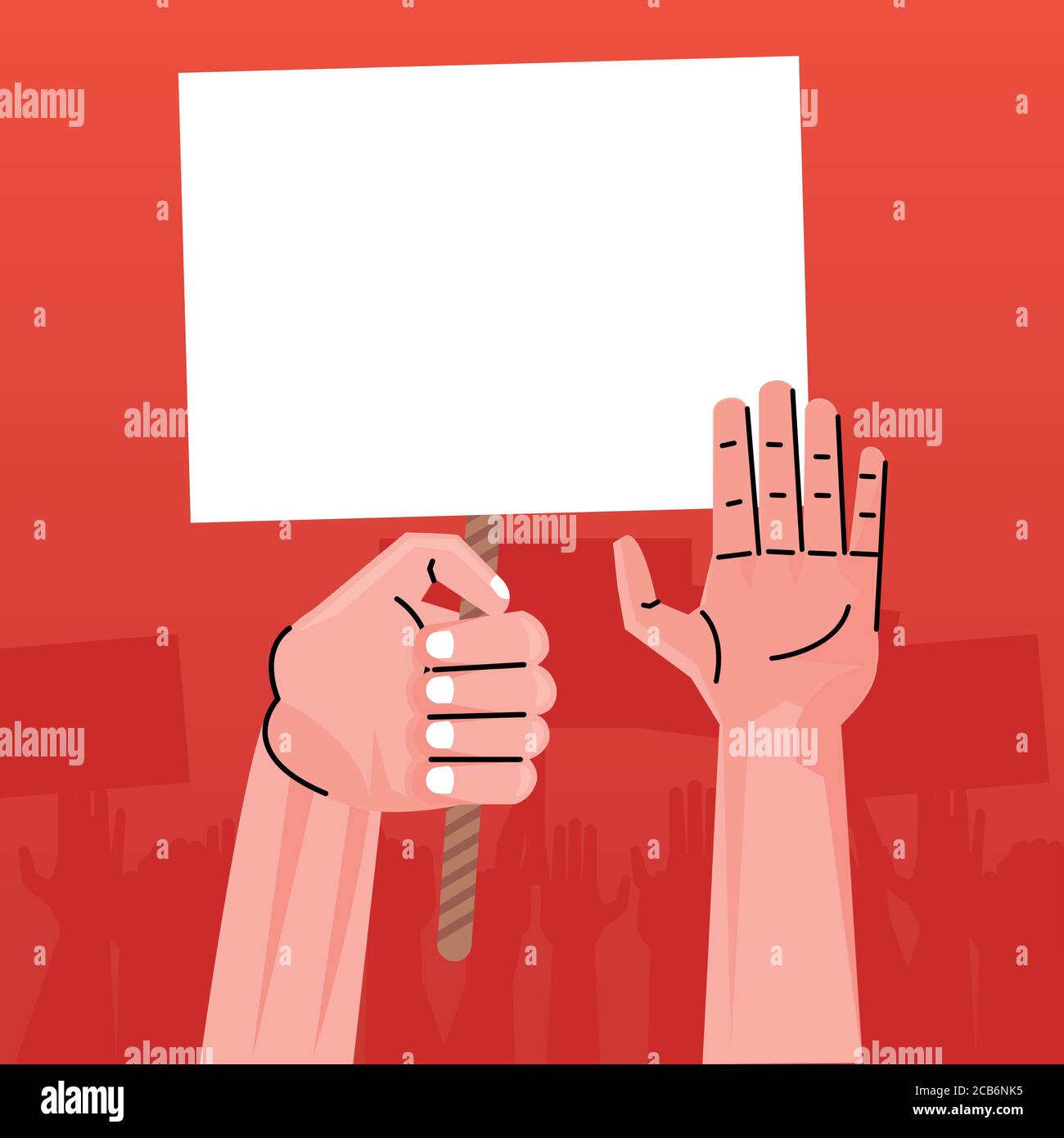 hands human protesting lifting banner empty vector illustration design ...