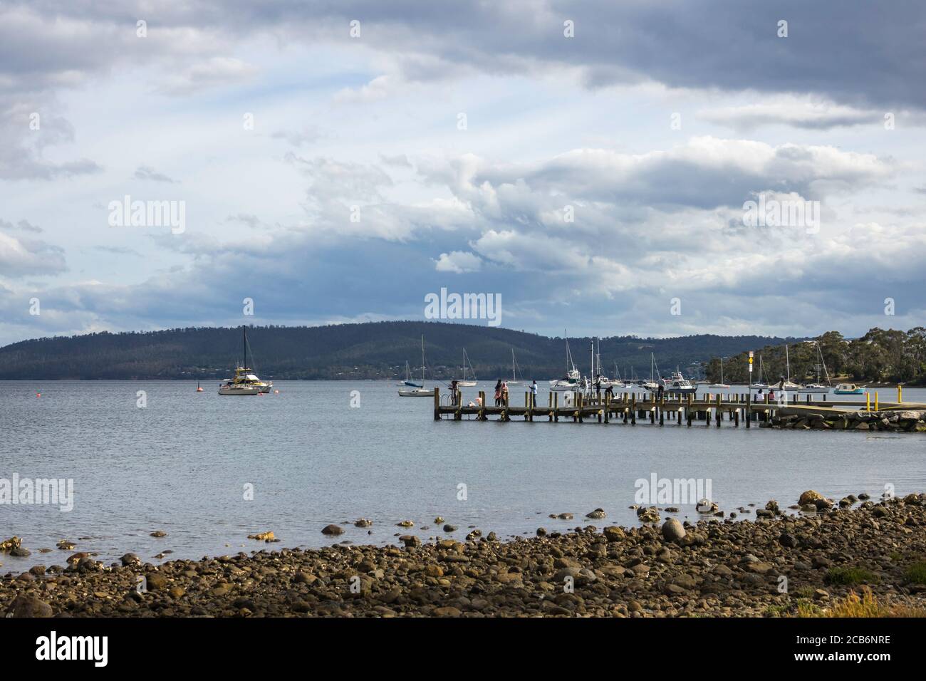 Fishing from the pier at Dru Point Boat Ramp, North West Bay, Margate ...