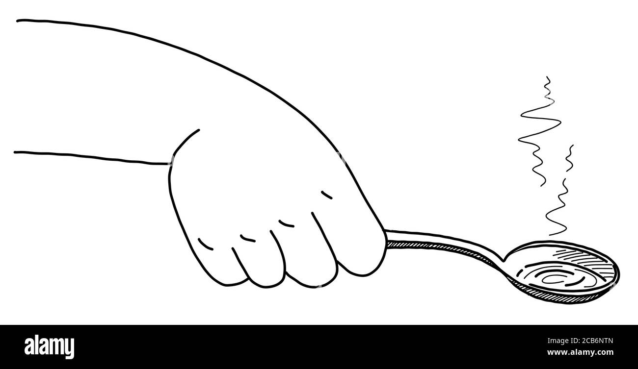 Hand holding a spoon Black and White Stock Photos & Images - Alamy