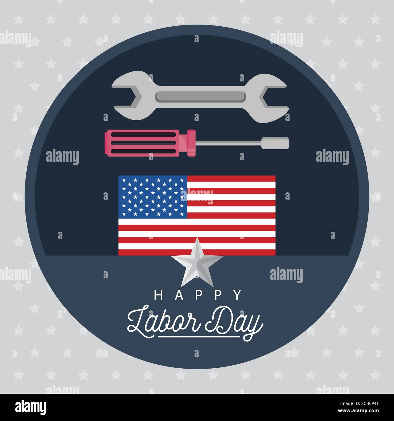 happy labor day celebration with usa flag and tools circular frame ...