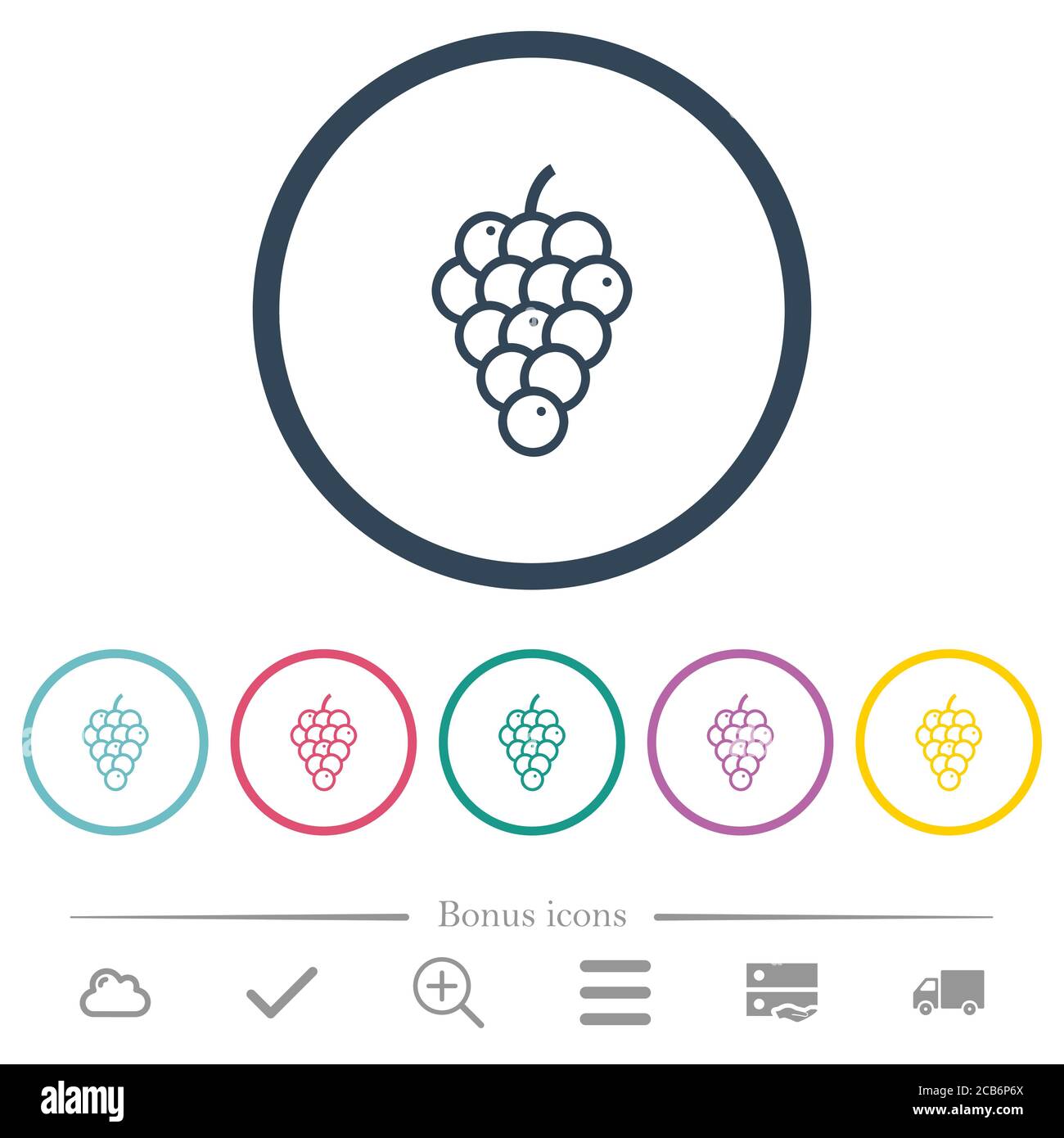 Grapes flat color icons in round outlines. 6 bonus icons included Stock ...