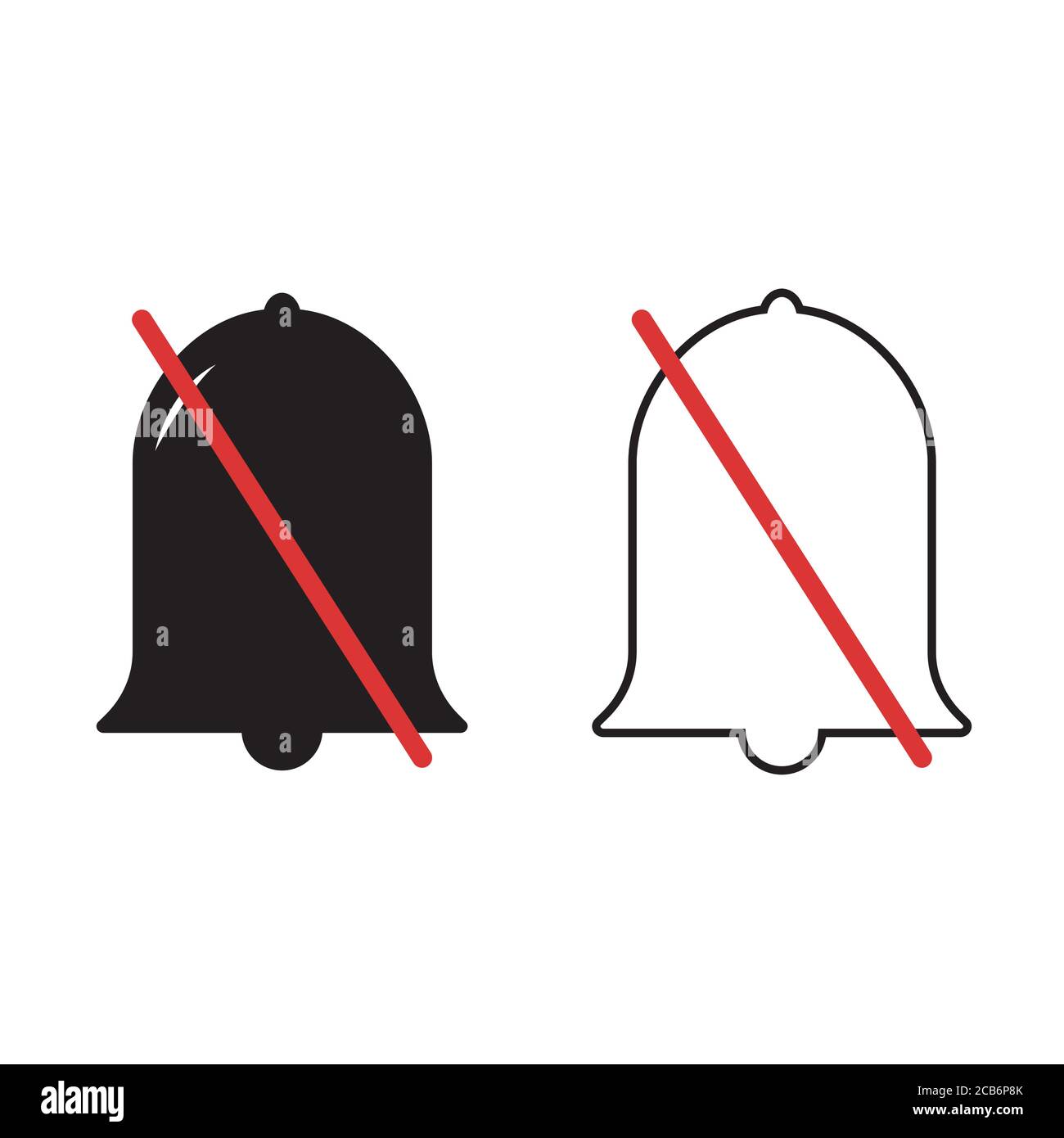 Notification mute bell icons in filled and outline style vector sign ...