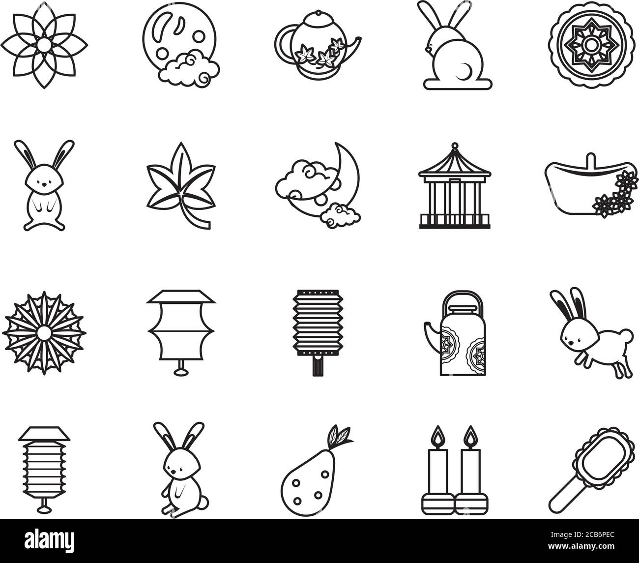 twenty chinese moon festival set items vector illustration design Stock ...