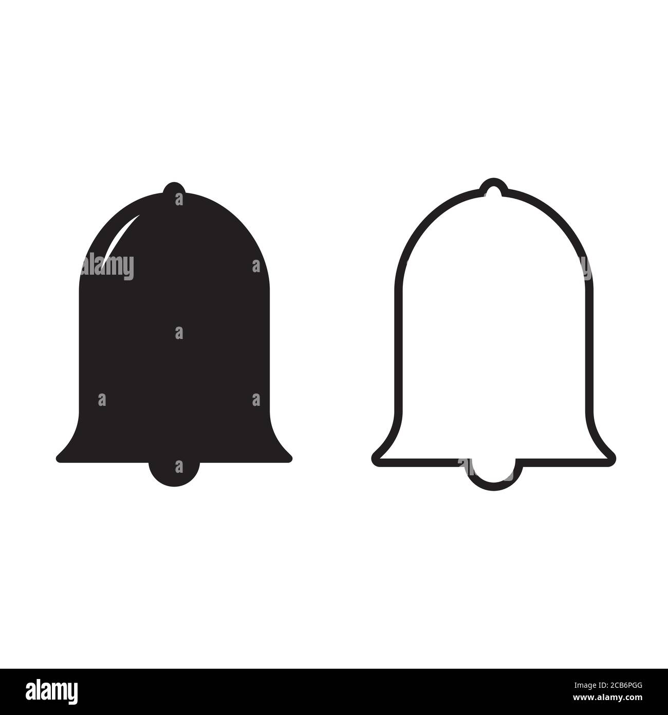Notification simple bell icons in filled and outline style vector sign ...