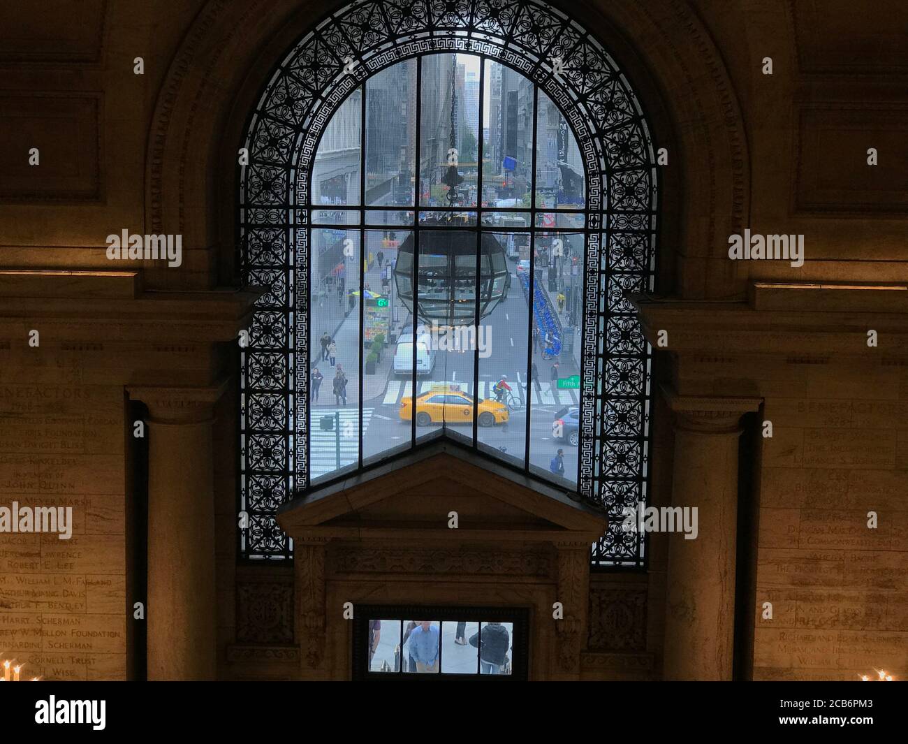 NYC Cab Through the Window in the NYC Public Library Stock Photo - Alamy