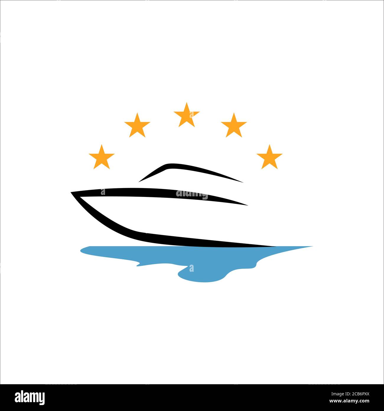 sailing yacht ship boat logo design vector on the water ocean wave ...
