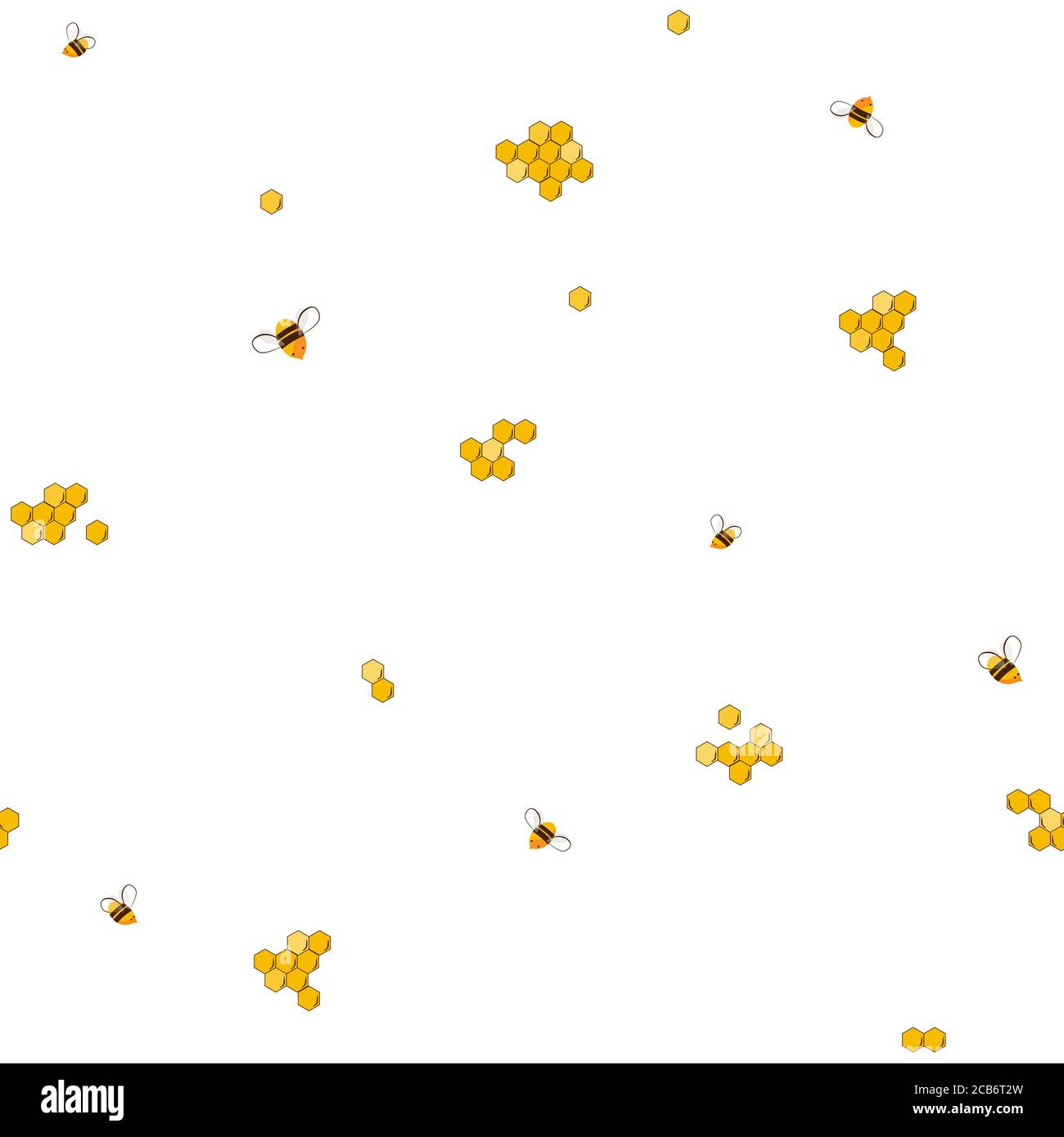 Vector cute cartoon bees on honeycombs. Seamless pattern on white background Stock Vector Image ...