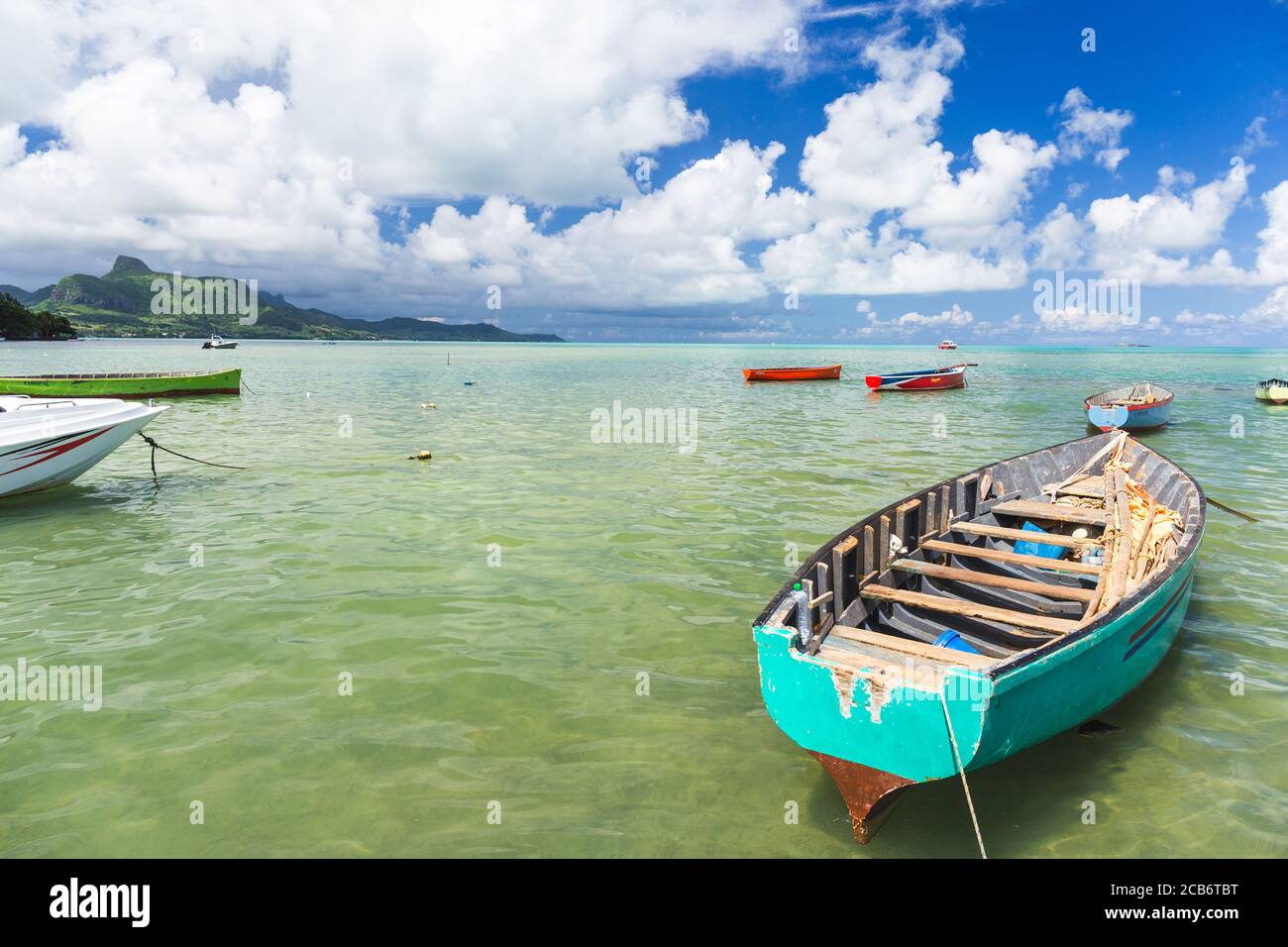 Waterfront view with boats, Mahebourg, Mauritius Stock Photo - Alamy