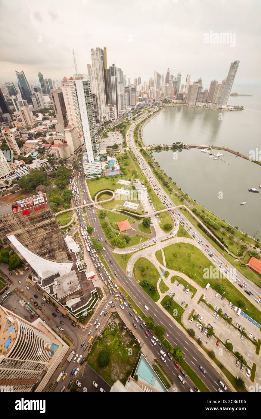 Panama City / Panama - March 25, 2016: wide angle aerial landscape of ...