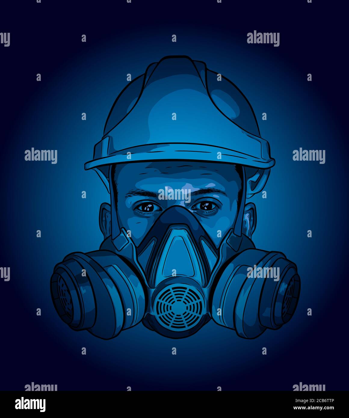 Human face with gas mask and hard hat vector sketch Stock Vector Image ...