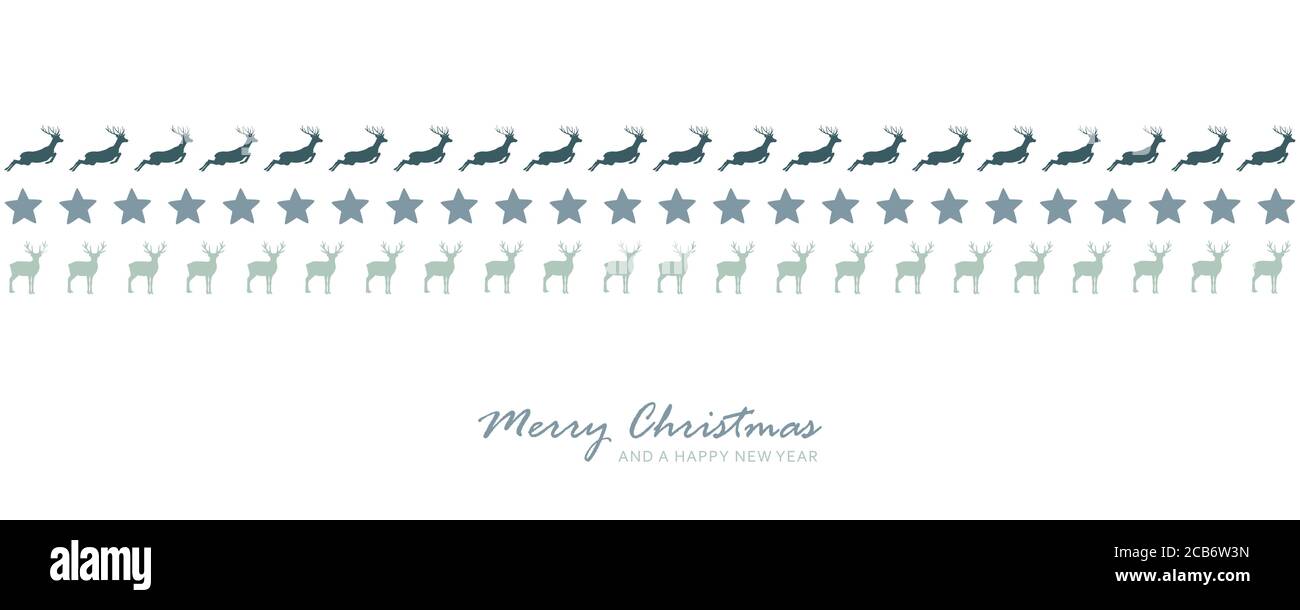 christmas card banner with deer and tree pattern vector illustration ...