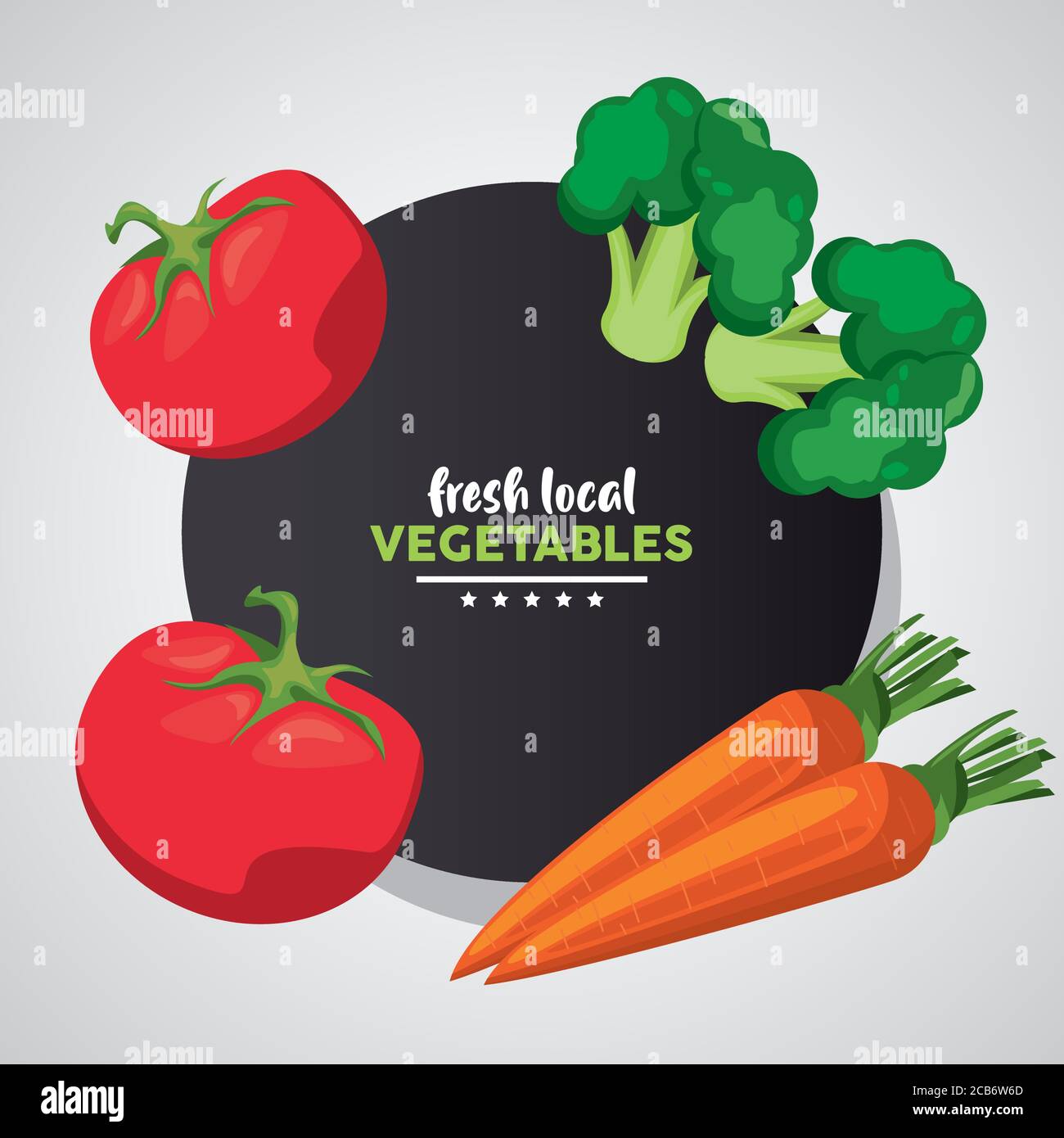 fresh local vegetables lettering in circular frame with black ...