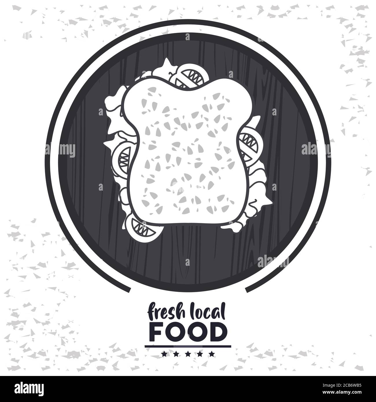 fresh local food lettering with sandwich vector illustration design ...