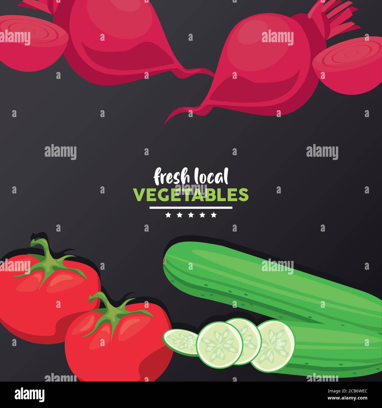 fresh local vegetables lettering with black background vector ...