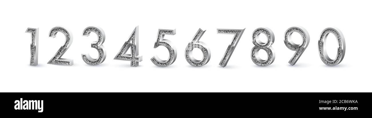 Silver numbers isolated on white background. Vector design elements ...