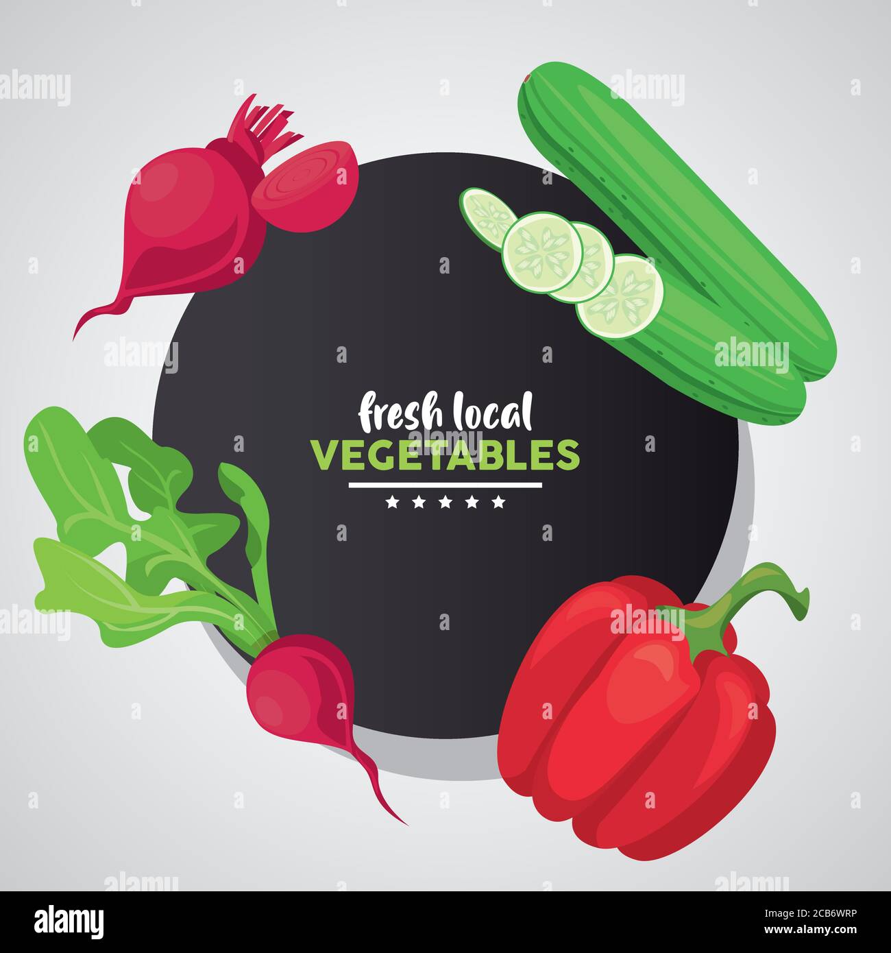 local fresh vegetables lettering in circle frame with background black ...