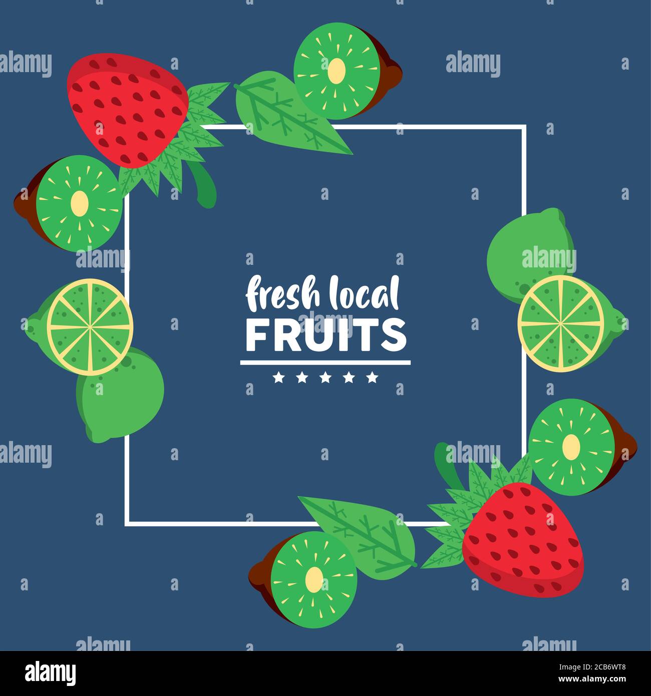 fresh local fruits with lemons and strawberries in blue background ...