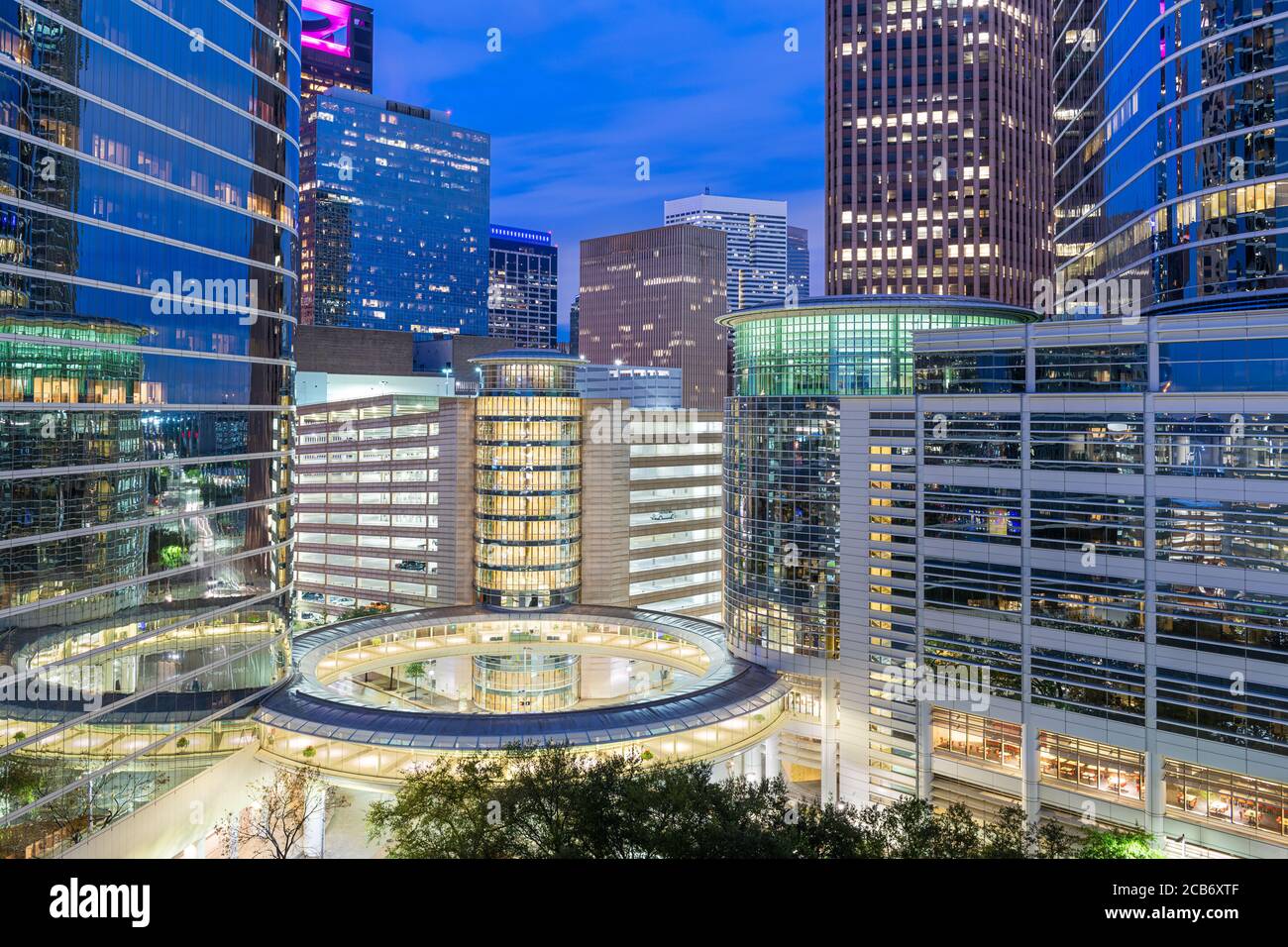 Houston, Texas, USA downtown cityscape at dusk in the financial ...
