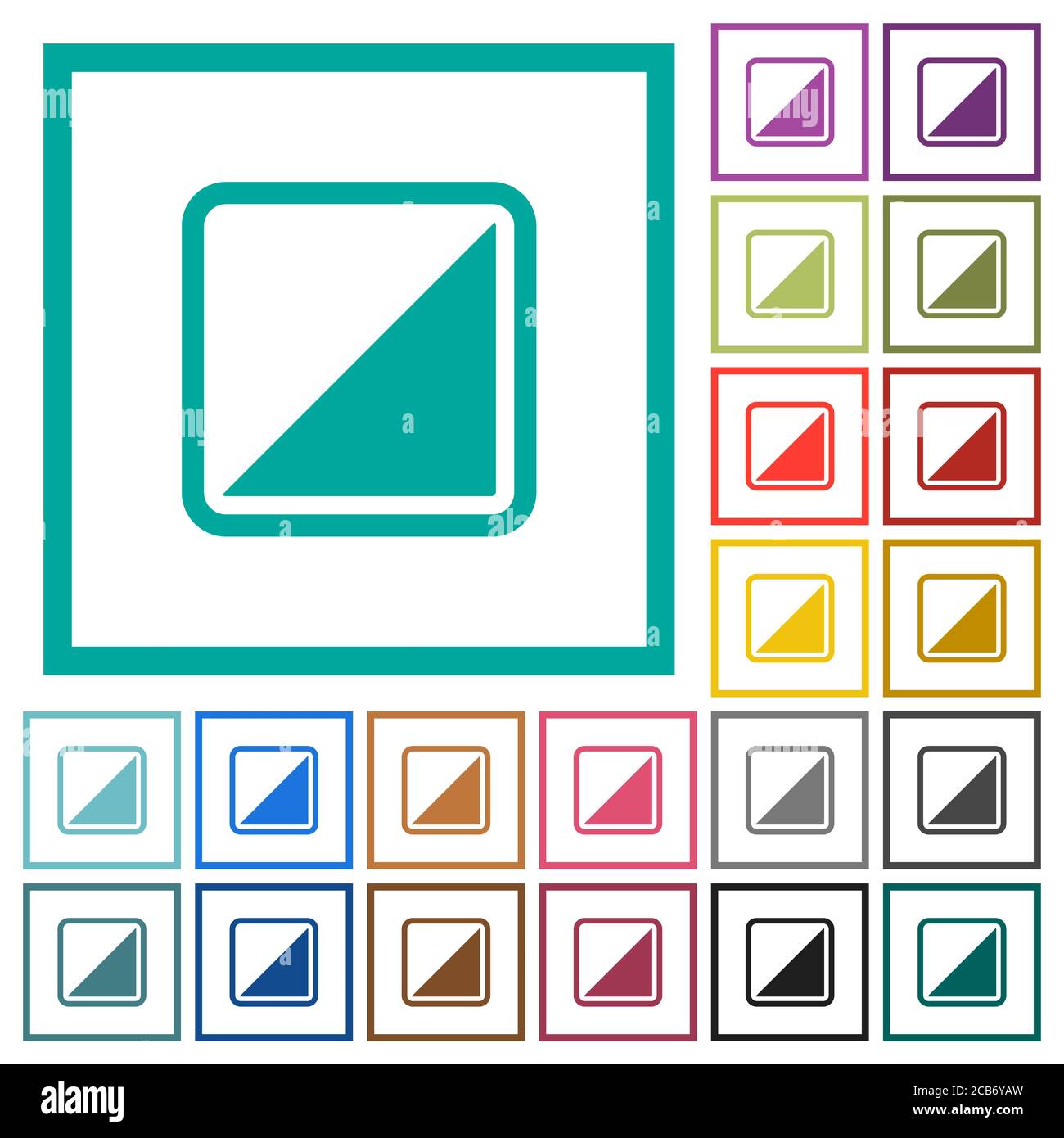 Invert object flat color icons with quadrant frames on white background ...
