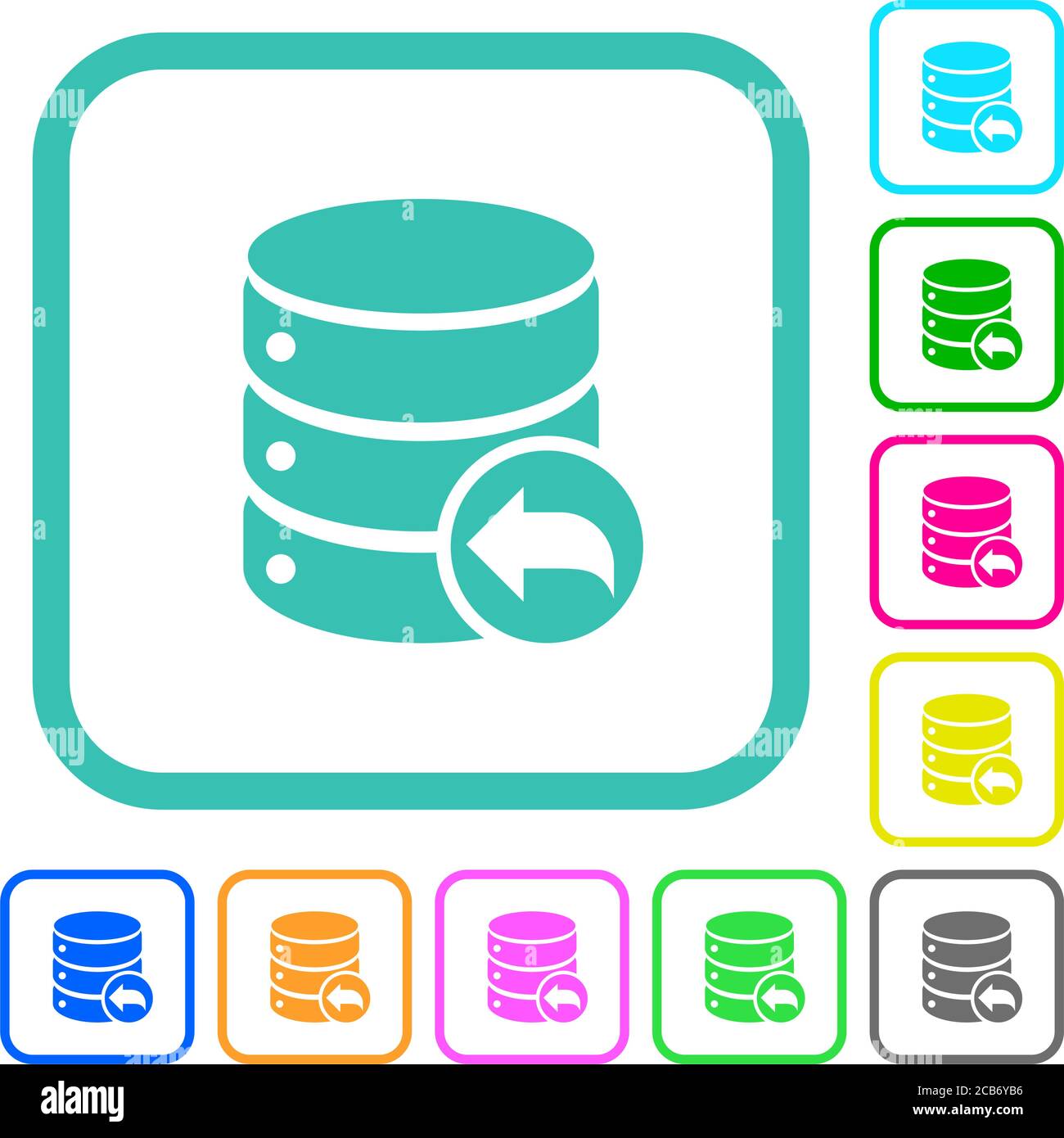 Database transaction rollback vivid colored flat icons in curved ...