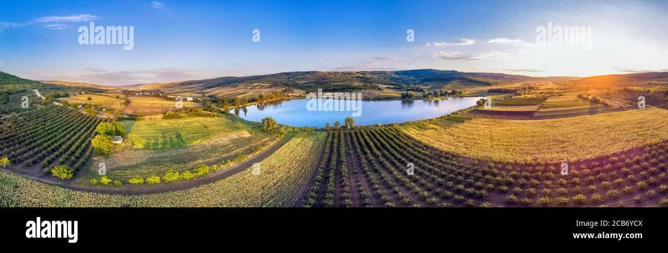 Nature with lake and hills in Moldova near Balanesti Stock Photo - Alamy