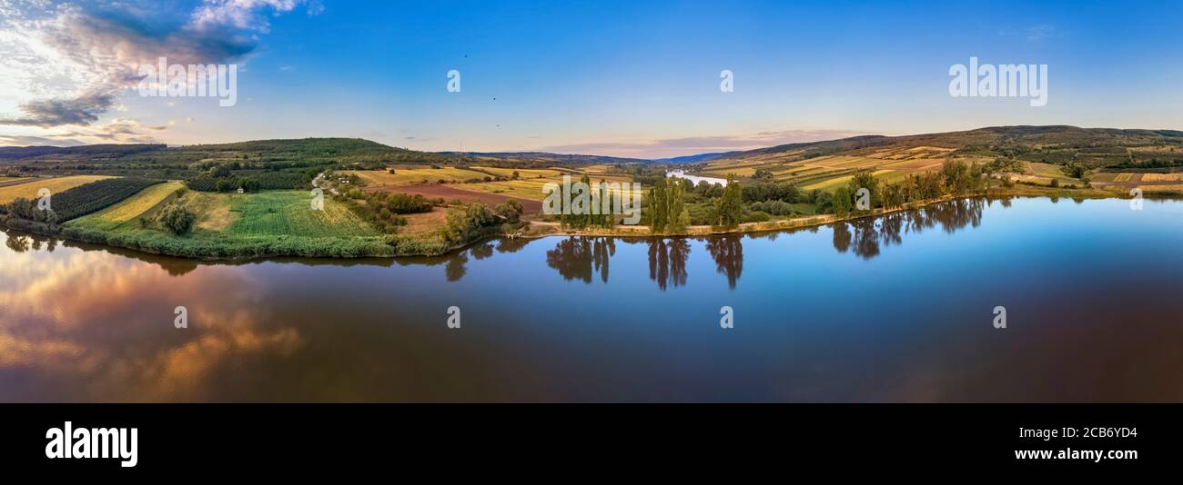 Nature with lake and hills in Moldova near Balanesti village Stock ...