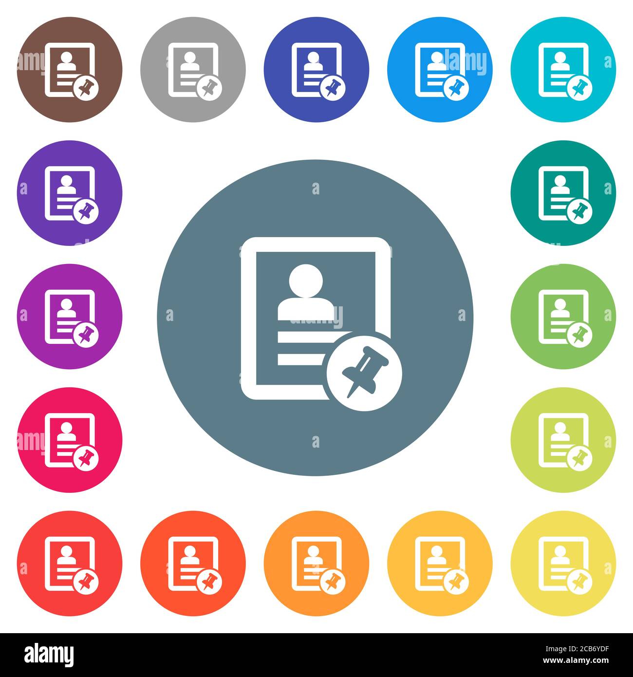 Contact pin flat white icons on round color backgrounds. 17 background ...