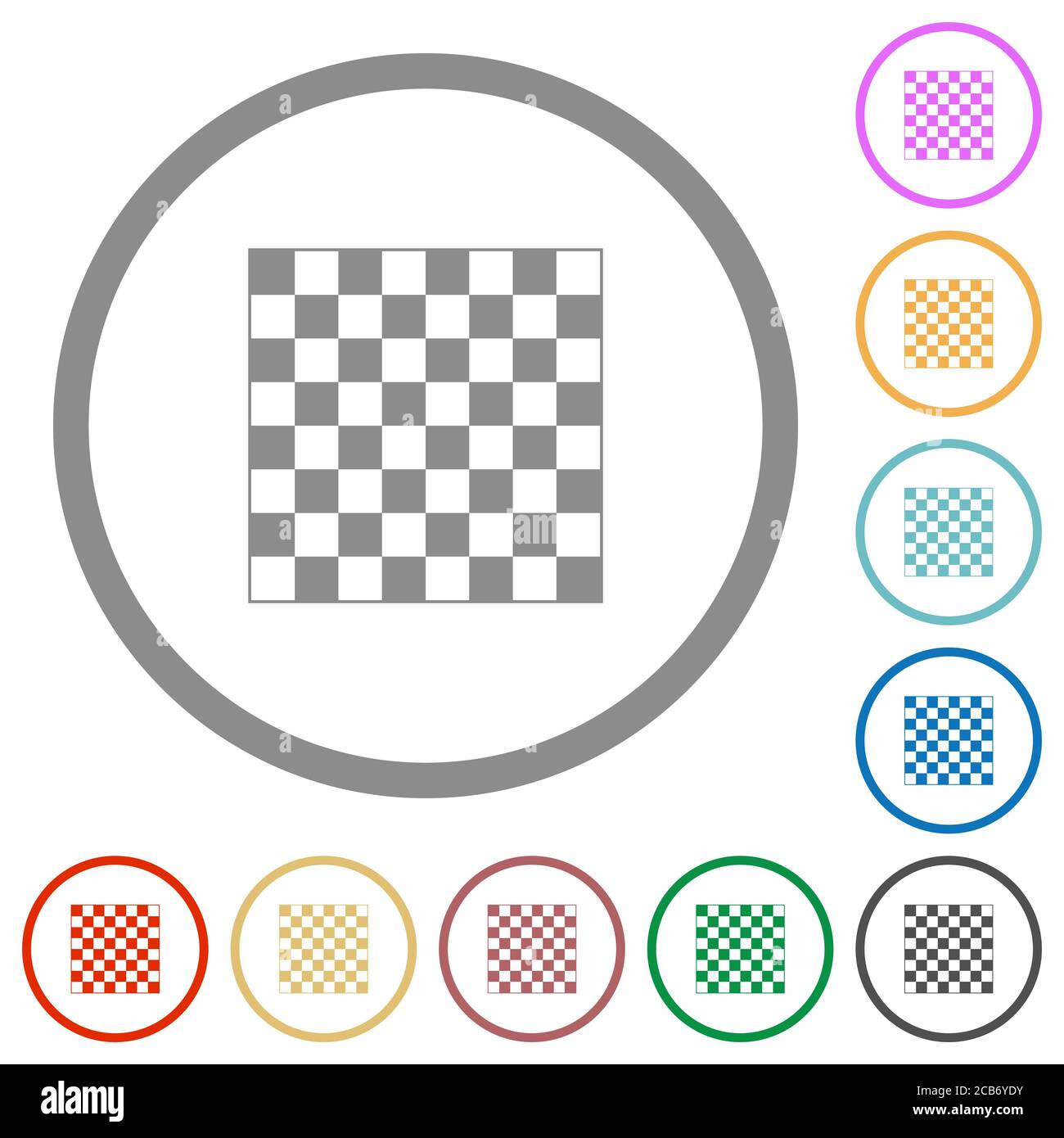 Chess board flat color icons in round outlines on white background ...