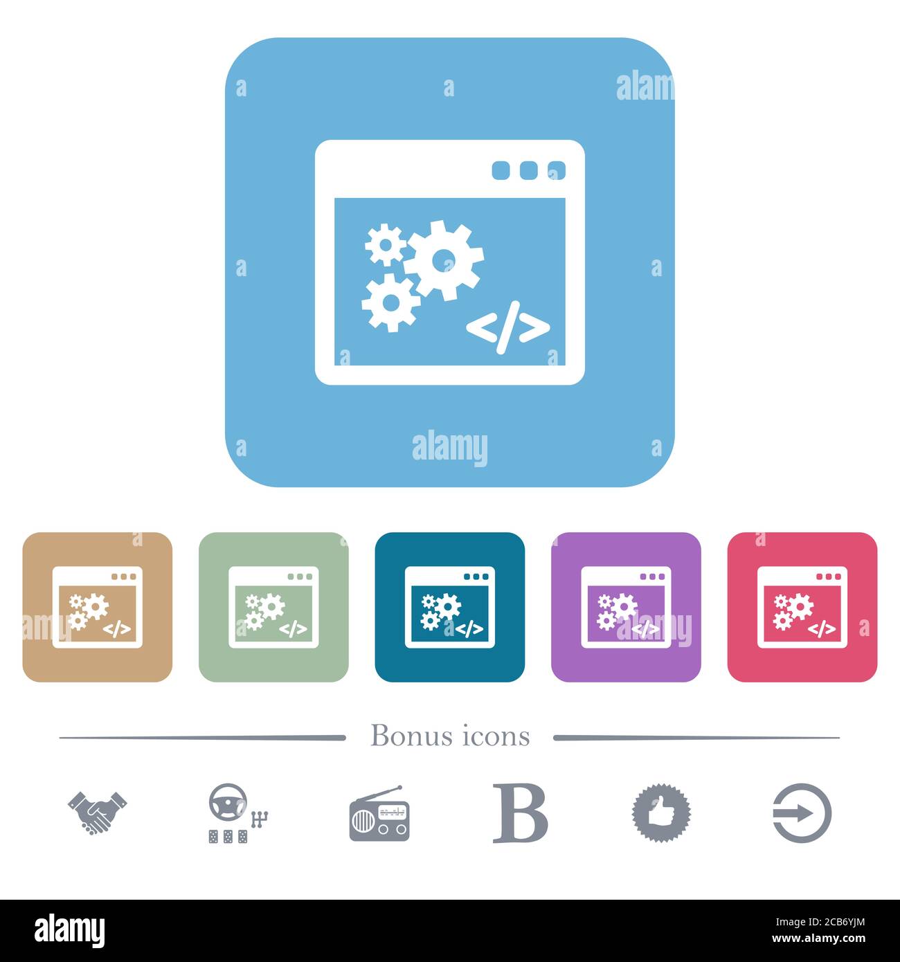 Application programming interface white flat icons on color rounded ...