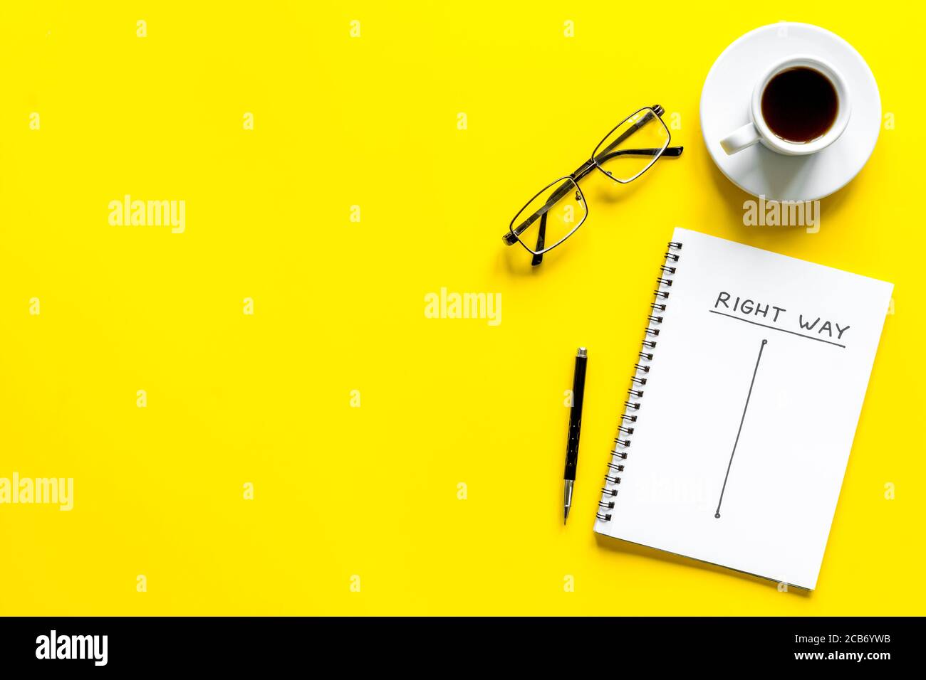 Right way illustration. Straight line in notebook copy space Stock ...