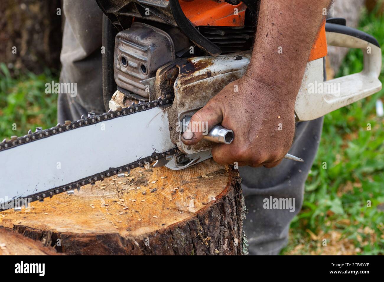 Chainsaw Chain Closeup High Resolution Stock Photography and Images - Alamy