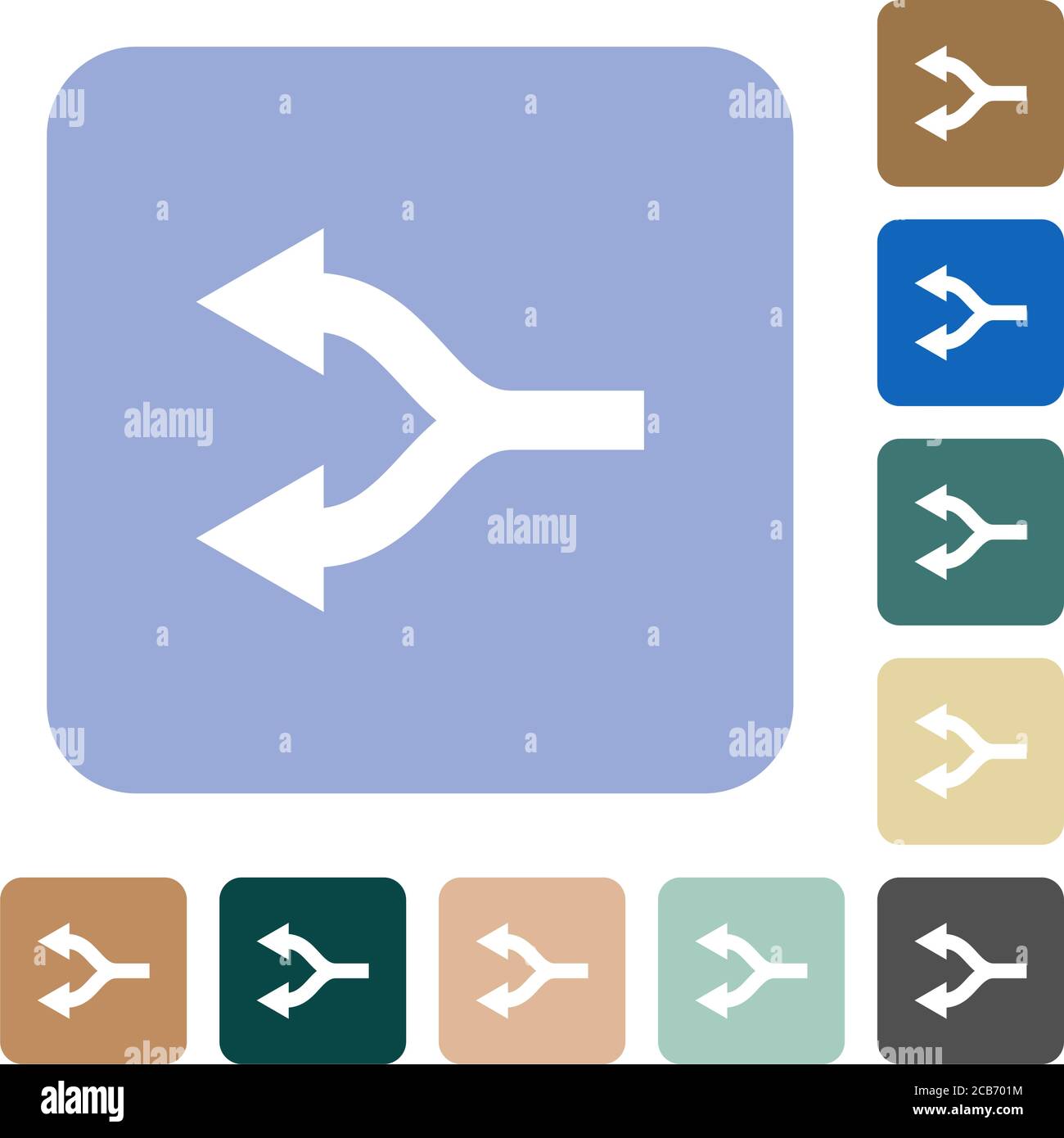 Split arrows left white flat icons on color rounded square backgrounds ...