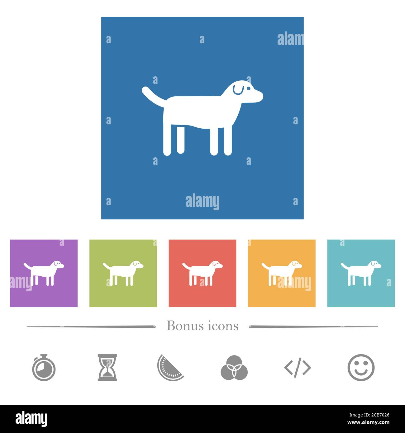 Dog flat white icons in square backgrounds. 6 bonus icons included ...