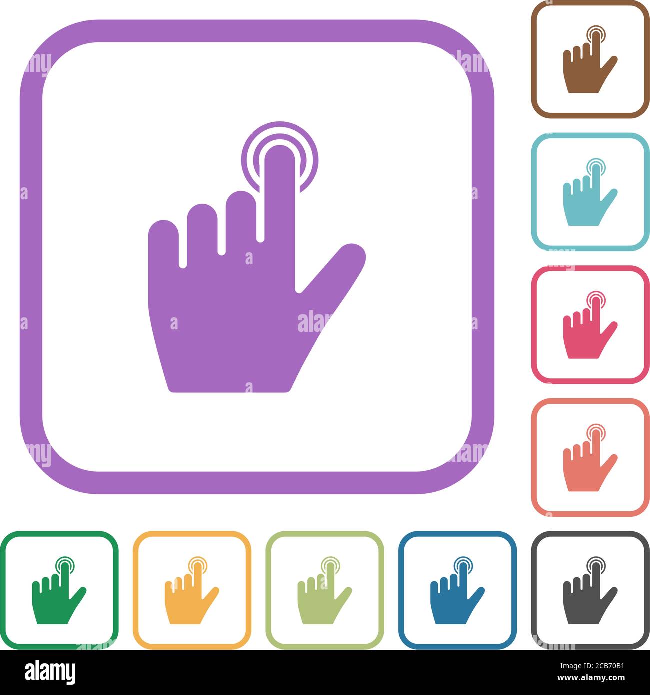 left handed clicking gesture simple icons in color rounded square ...