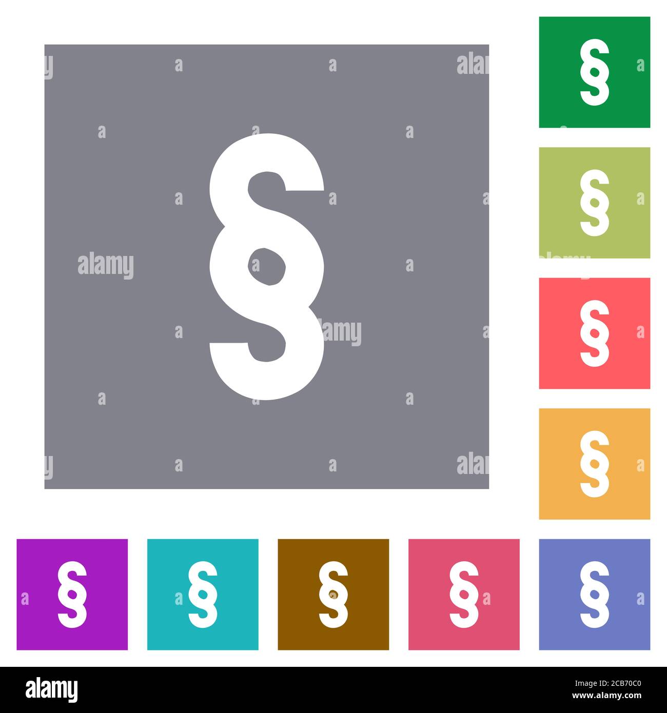 Paragraph symbol flat icons on simple color square backgrounds Stock ...