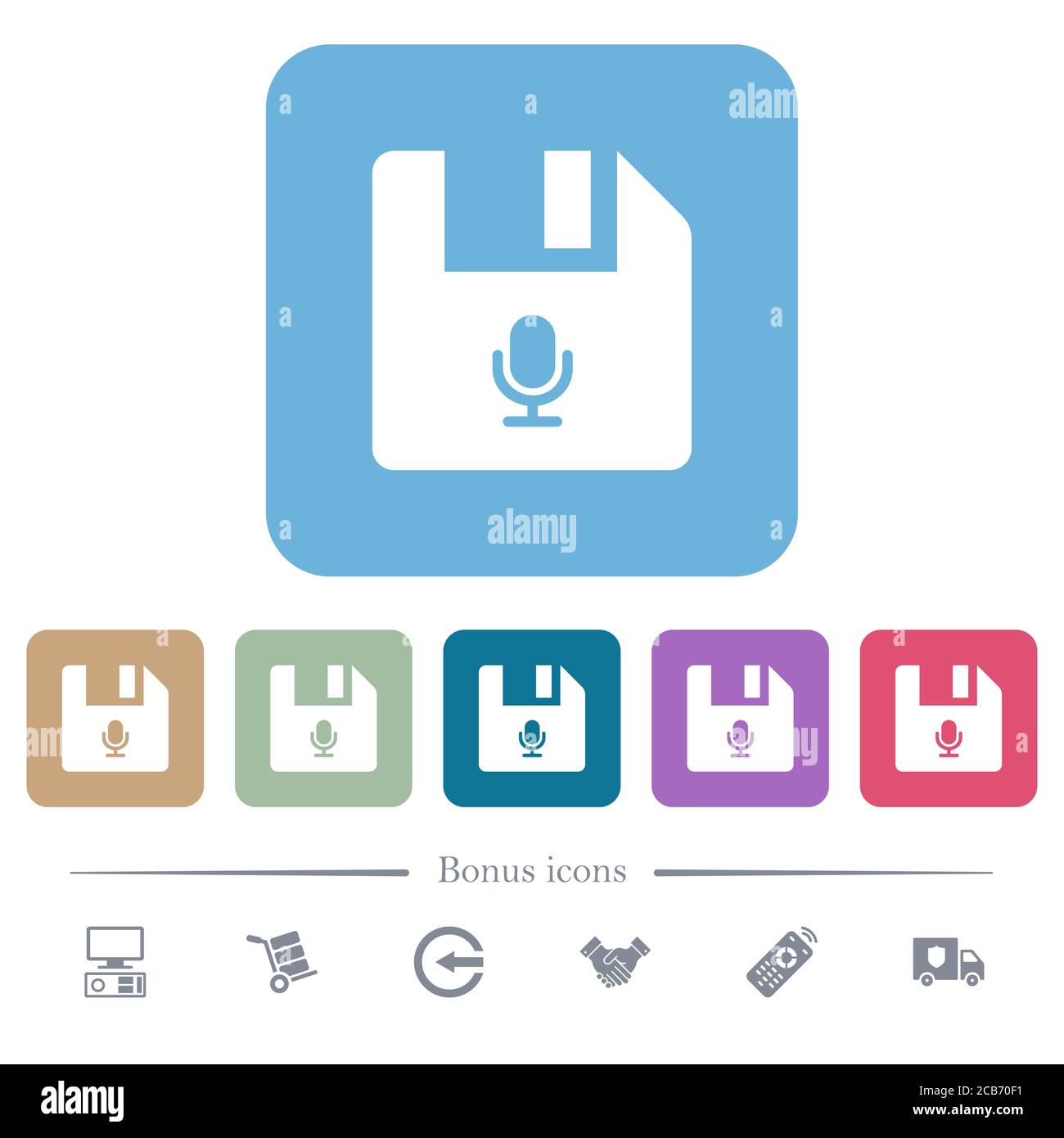 Voice file white flat icons on color rounded square backgrounds. 6 ...